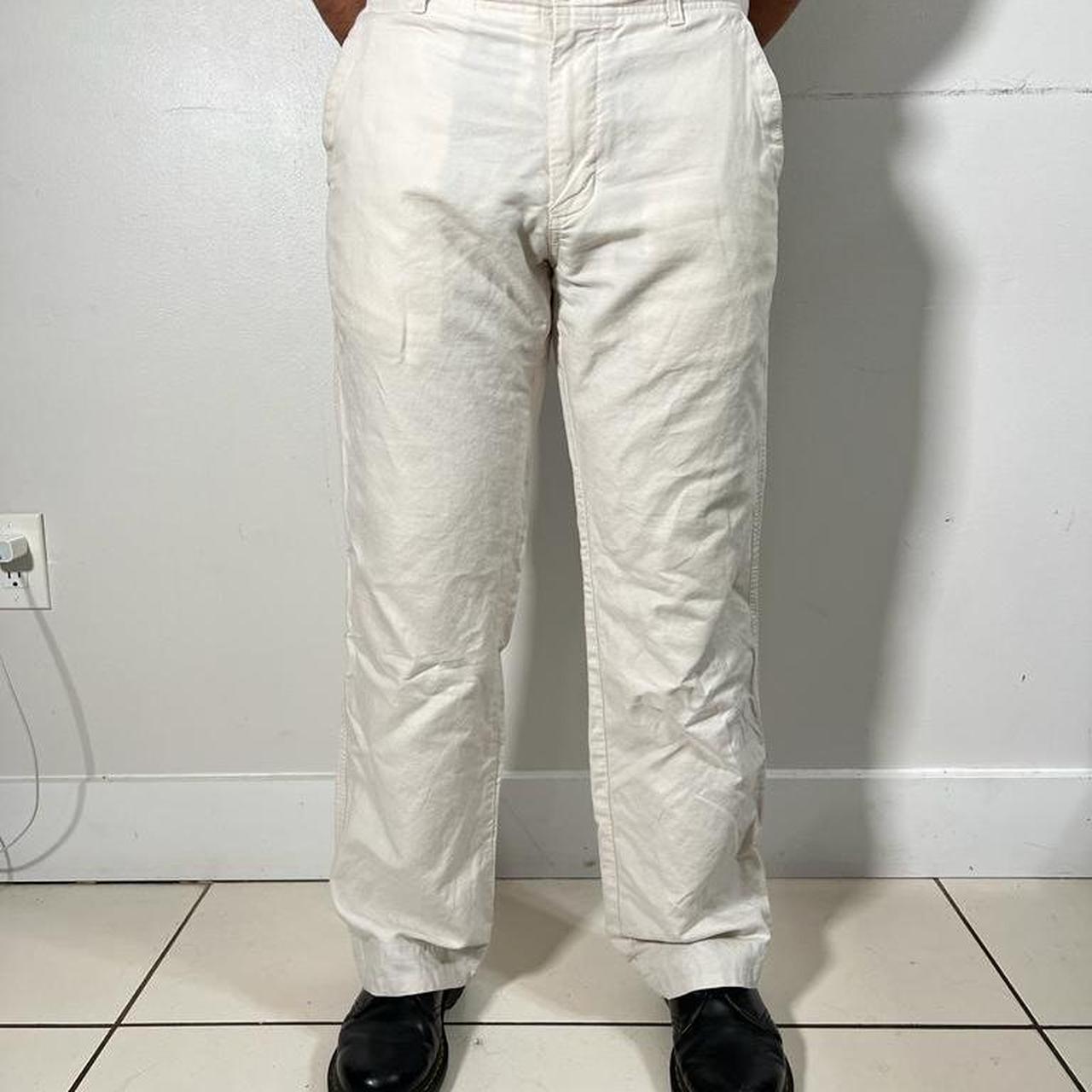 White relaxed fit linen pants 31x32 Vintage and in... - Depop