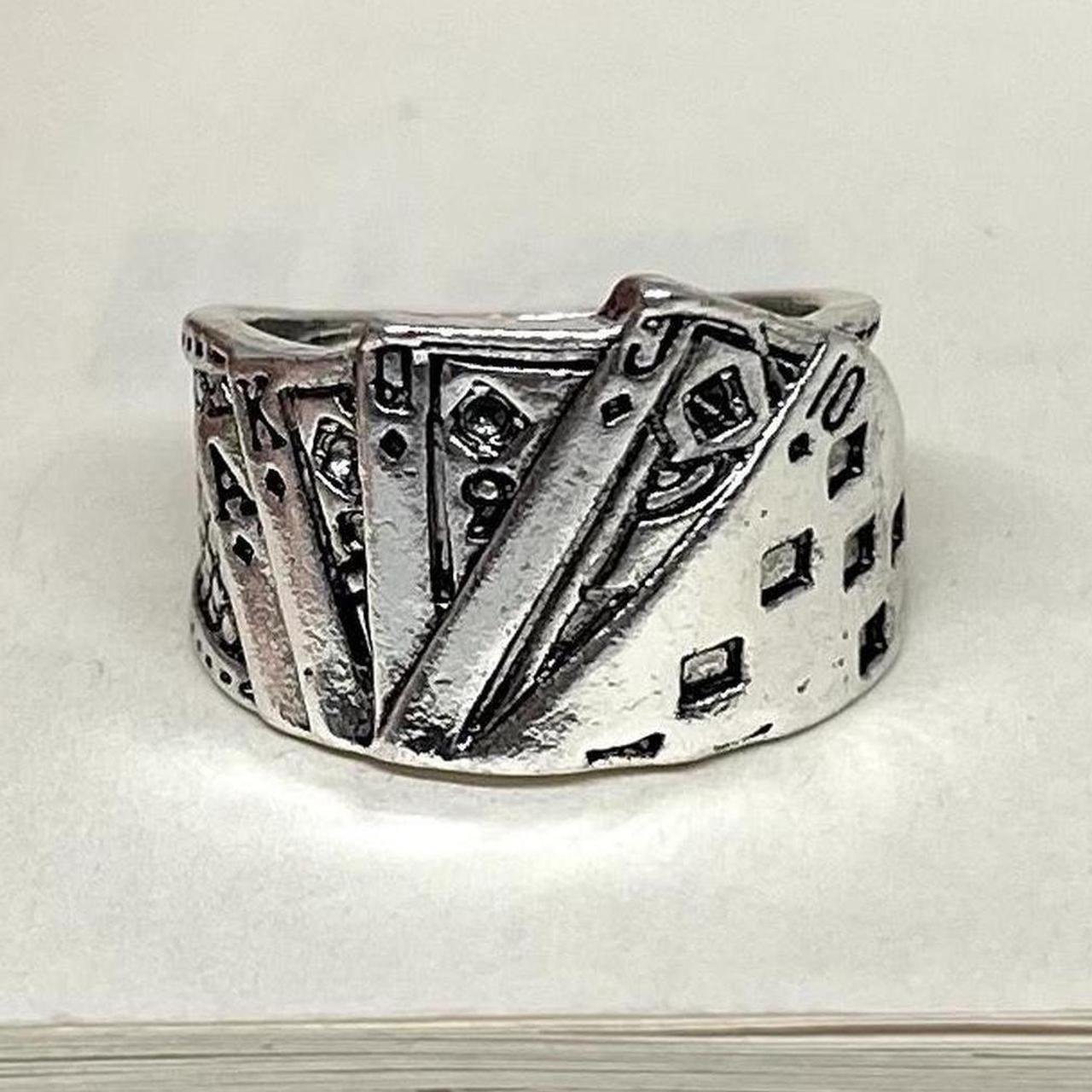 Silver playing cards ring Diameter 1.8cm Brand new... - Depop