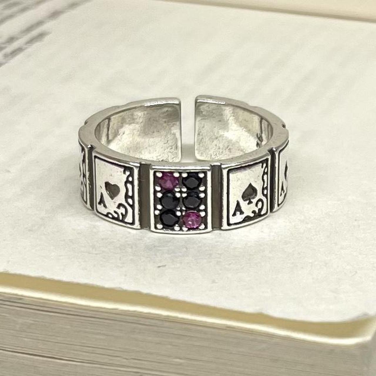 Silver playing cards ring - adjustable in... - Depop