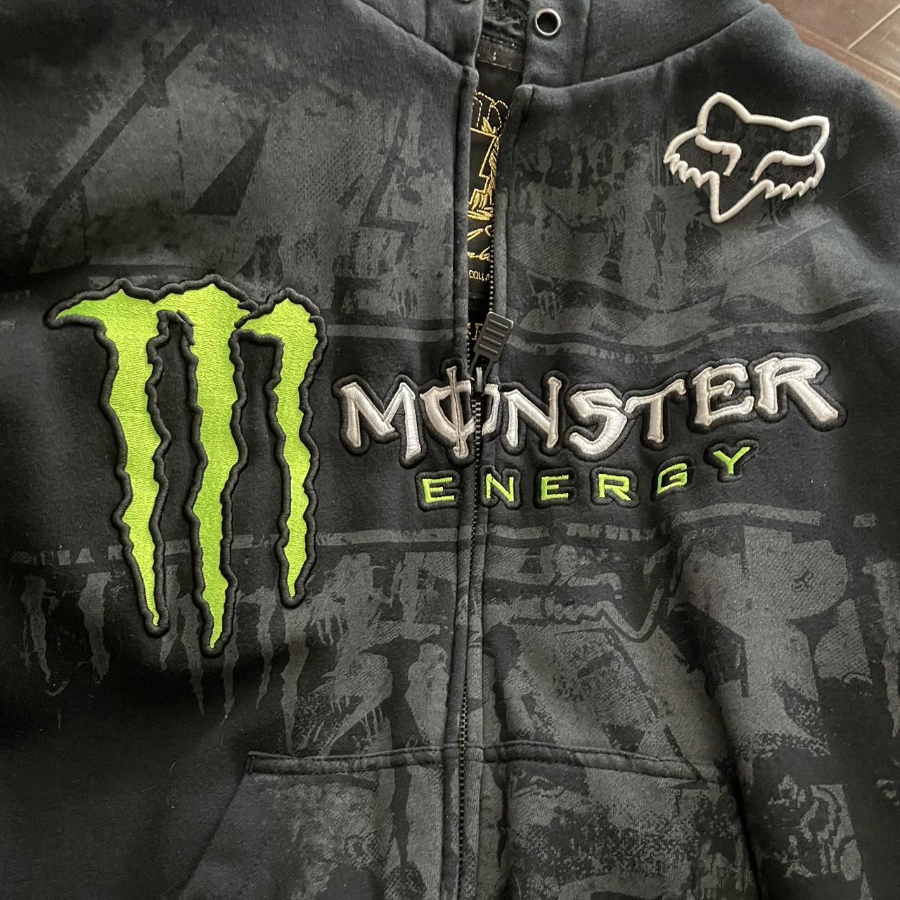 monster energy x fox racing sweater fur inside no flaws - Depop