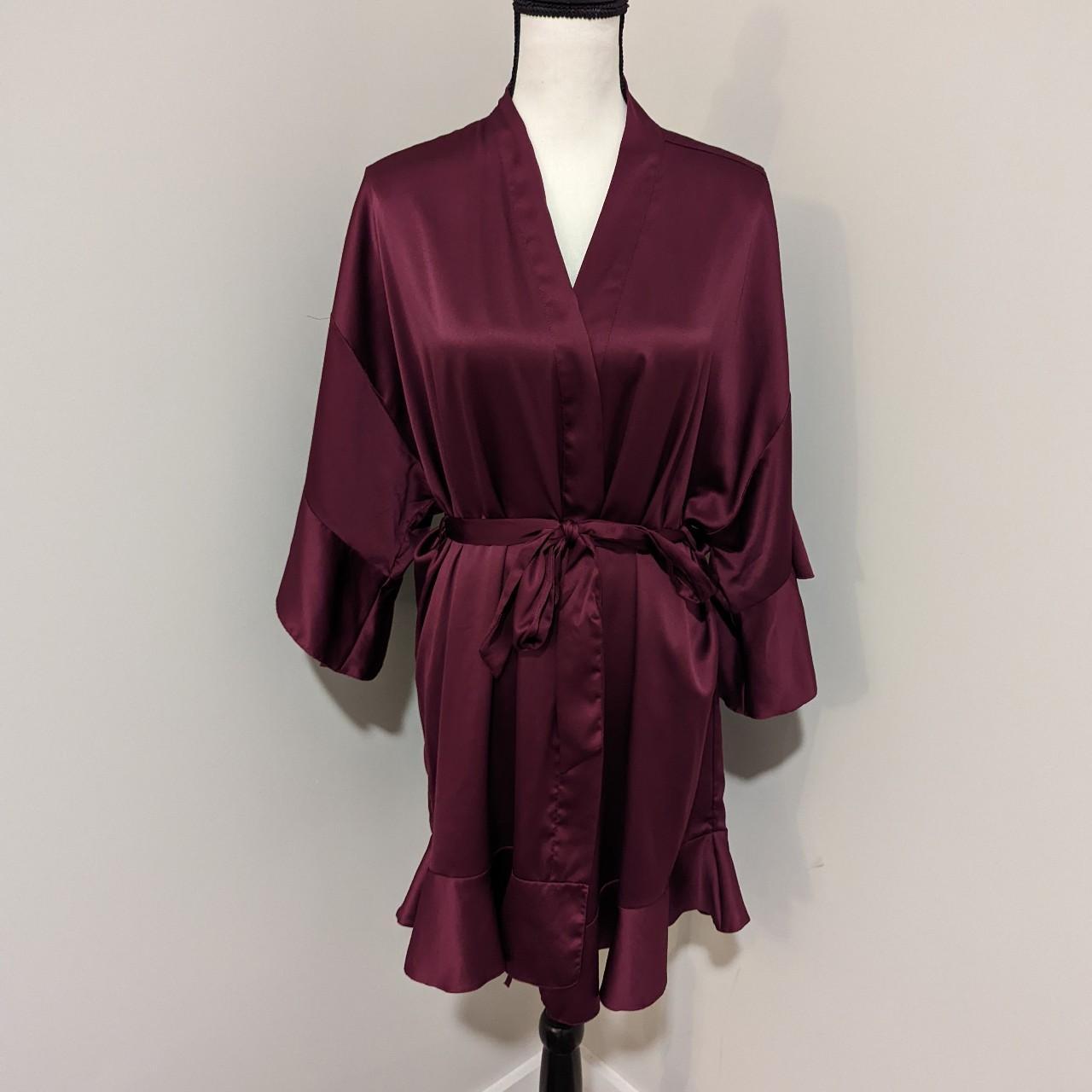 Victoria's secret plum/dark purple satin robe... - Depop