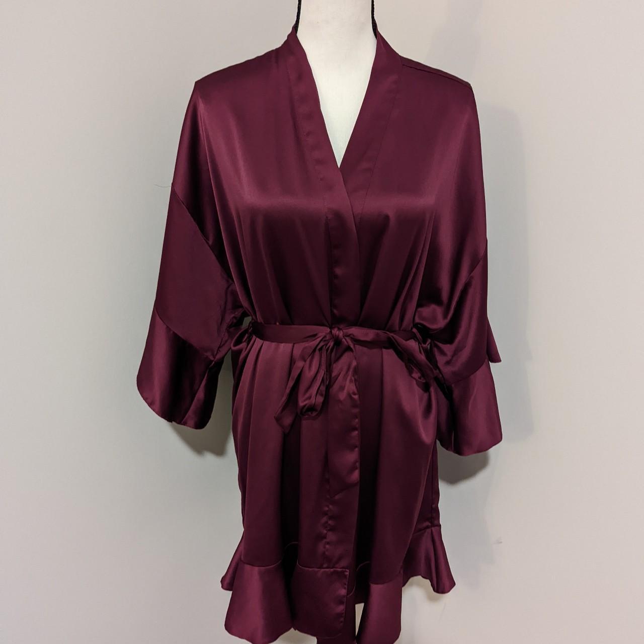Victoria's secret plum/dark purple satin robe... - Depop