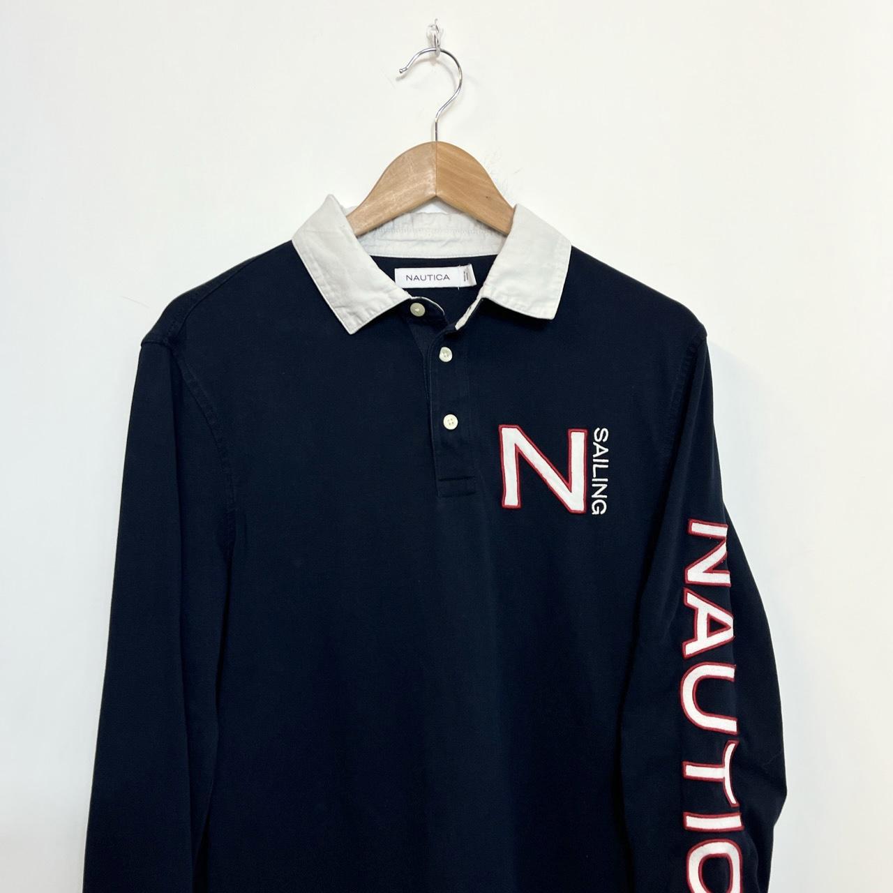 Nautica Navy Blue Sailing Long Sleeve Polo Shirt... - Depop