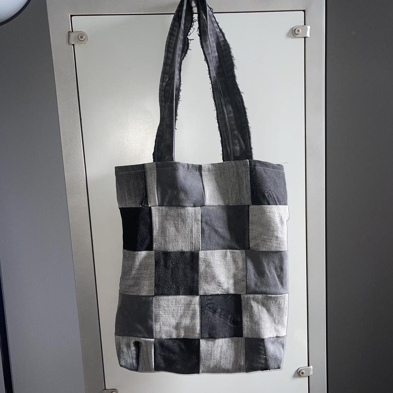 1 of 1 Grey patchwork Denim Tote Bag - Depop