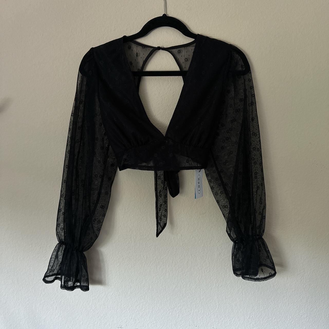 Black lace tie top/ has tags, never worn! Fits... - Depop