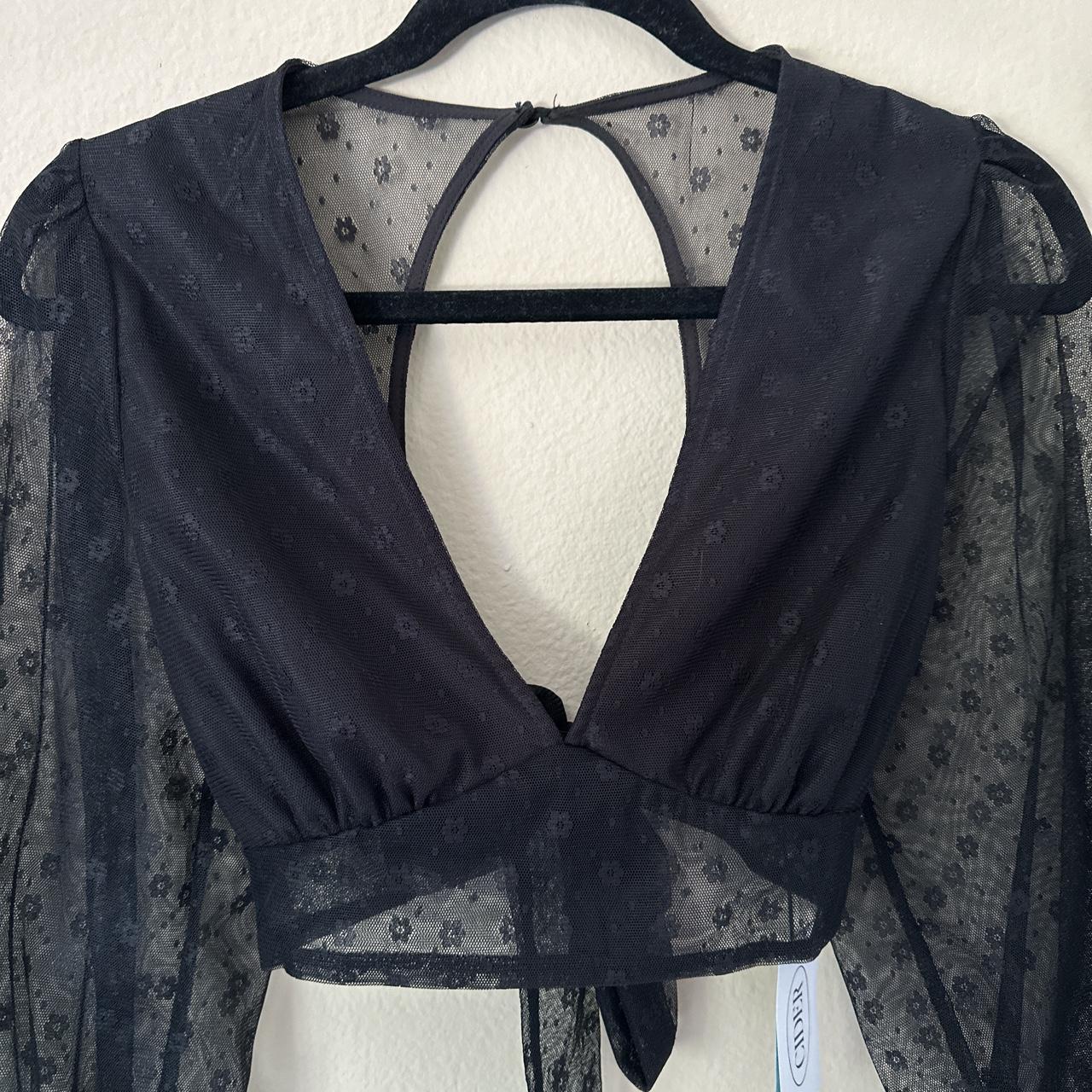 Black lace tie top/ has tags, never worn! Fits... - Depop
