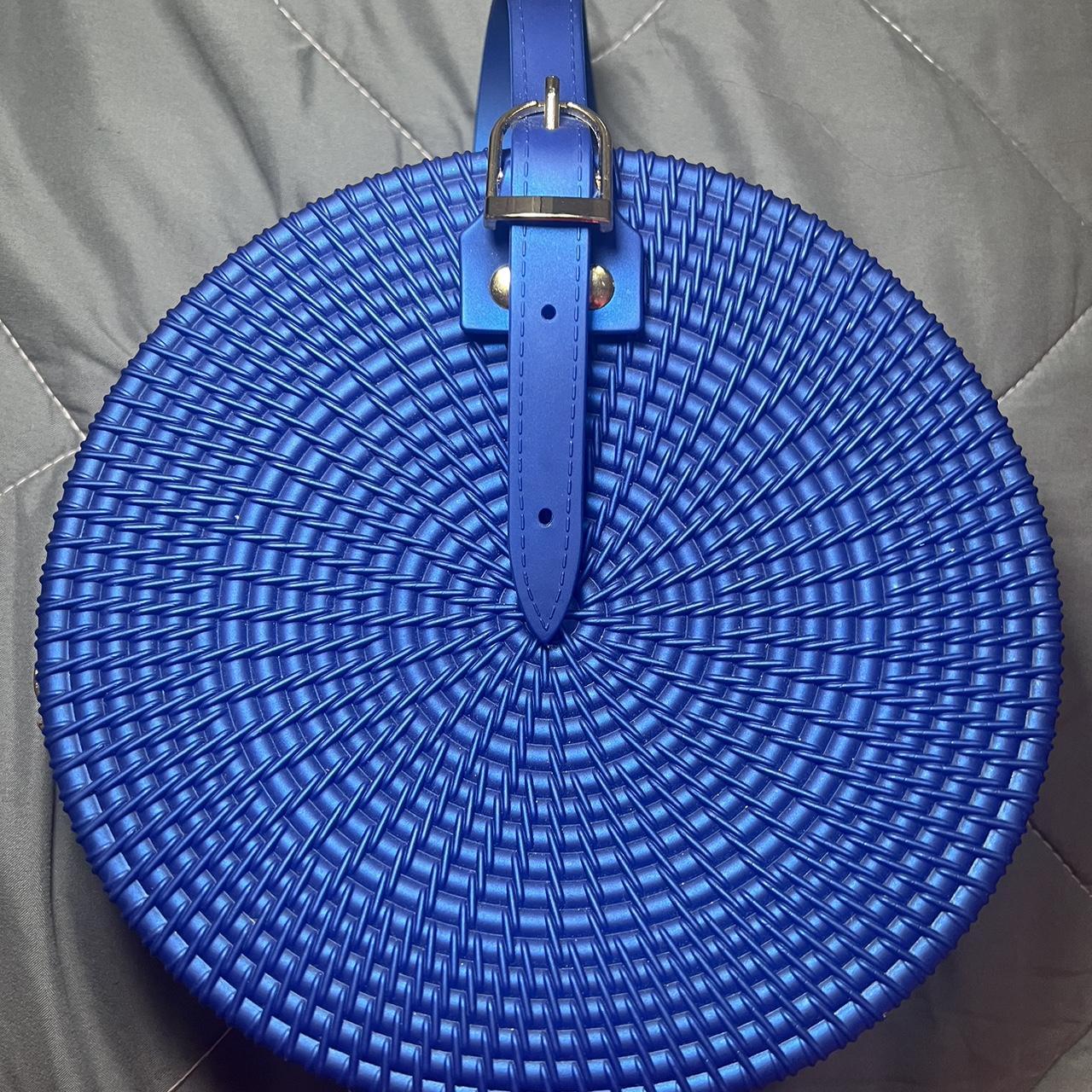 Royal blue circle braided bag -gold hardware - Depop