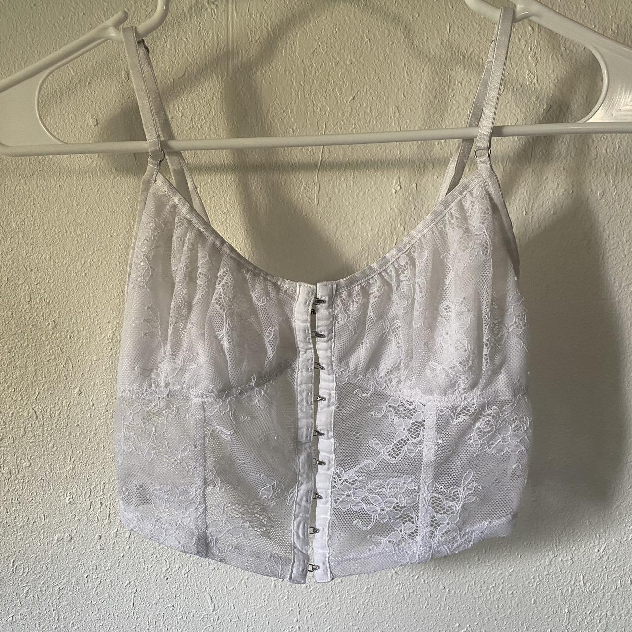 garage clothing white lace cropped tank!! size:... - Depop