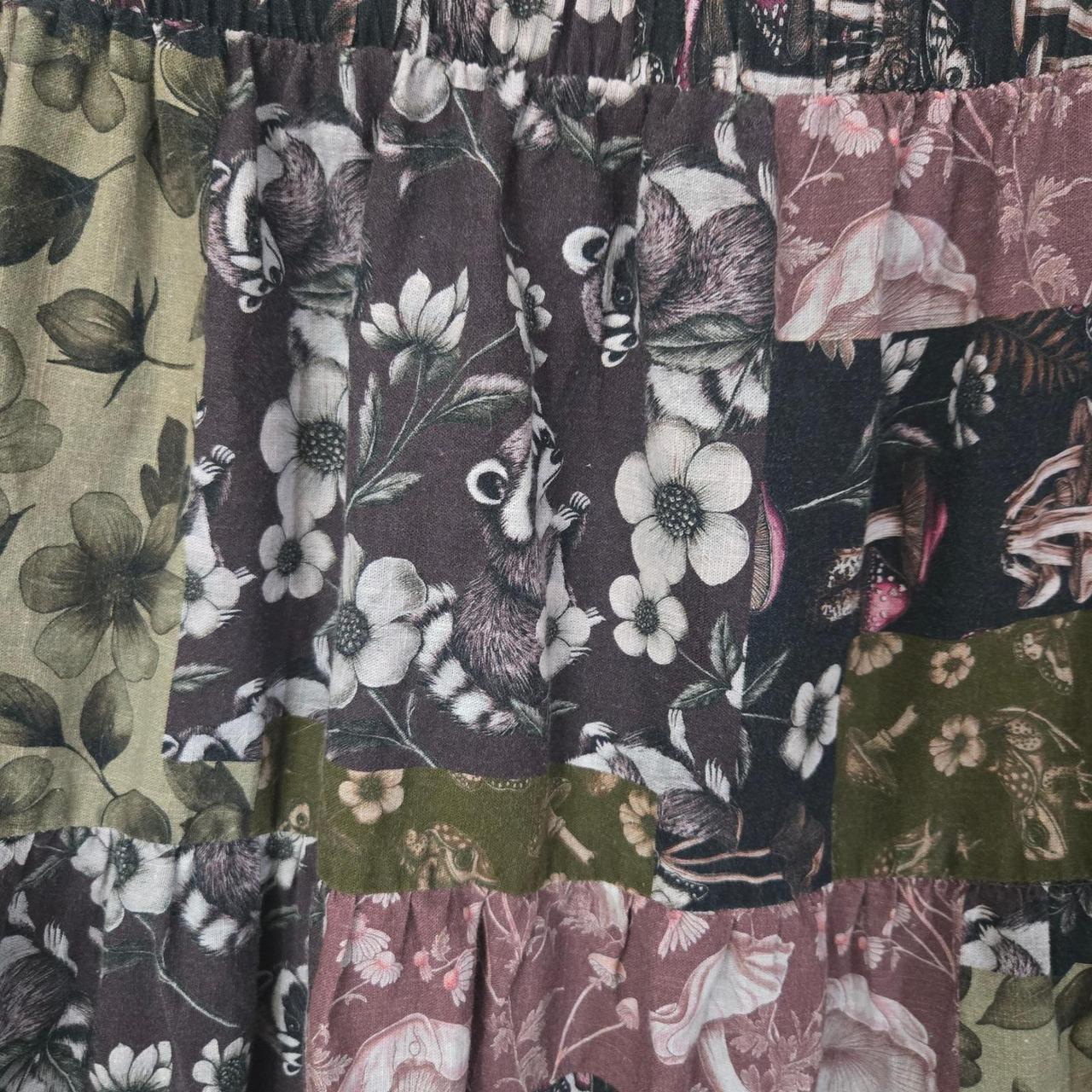 THORN & LABEL Patchwork Tiered Maxi Skirt XLMushroom... | Depop