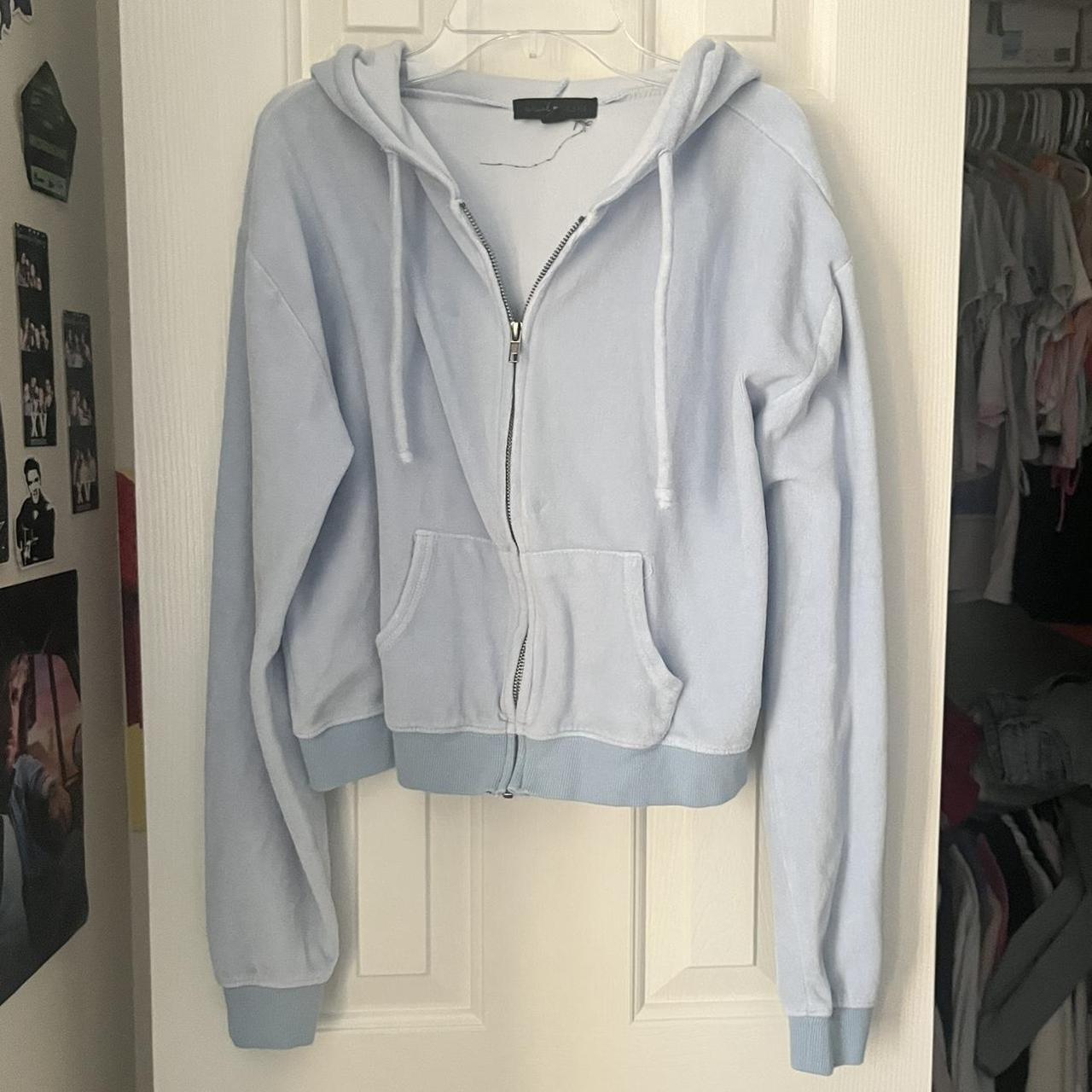 Baby Blue Zip Up - size: L (oversized fit for s) -... - Depop