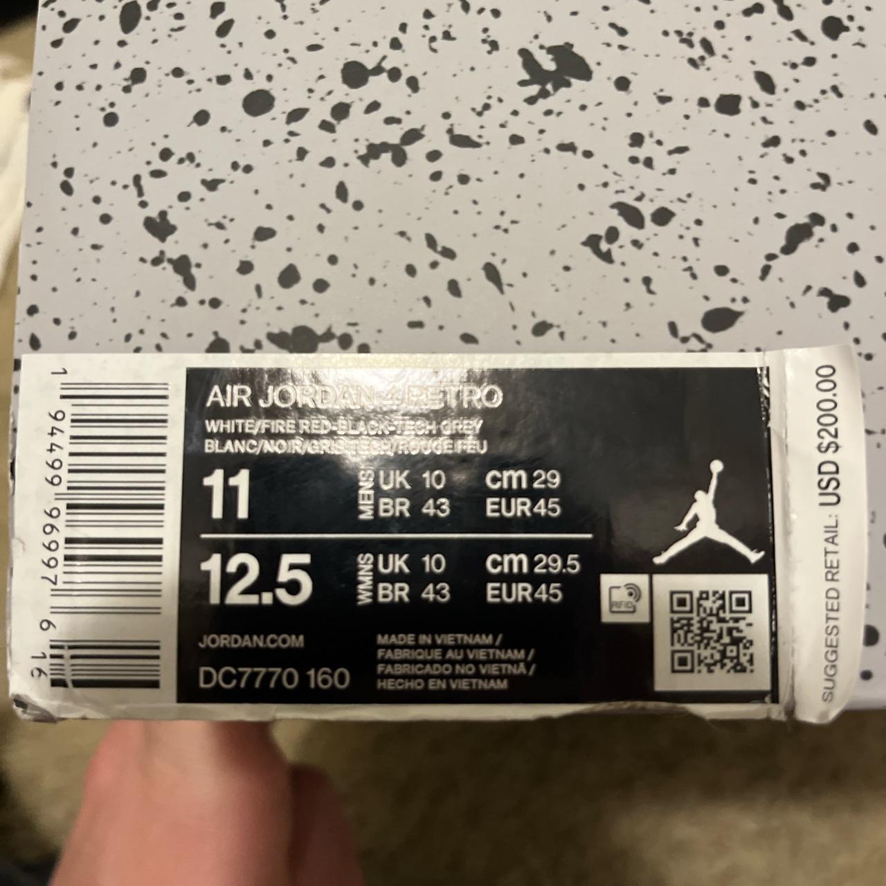 Fire red jordan 4 size 11 Og box and thang tag, worn... - Depop