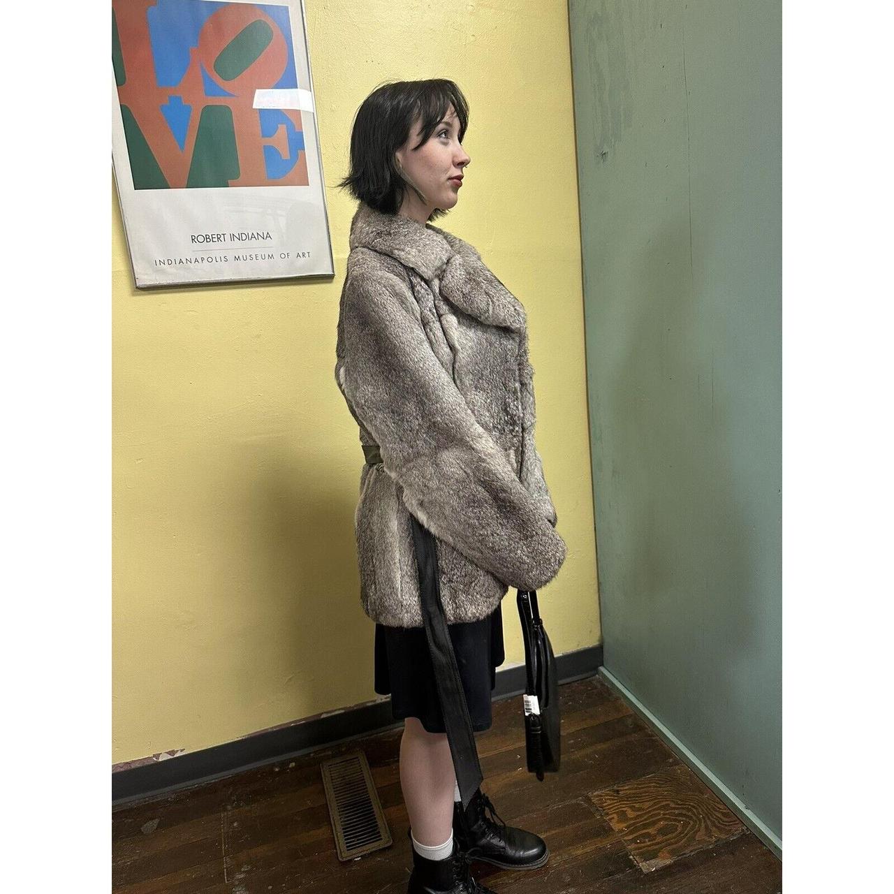70’s Belted Rabbit Coat Light brown belted rabbit... - Depop