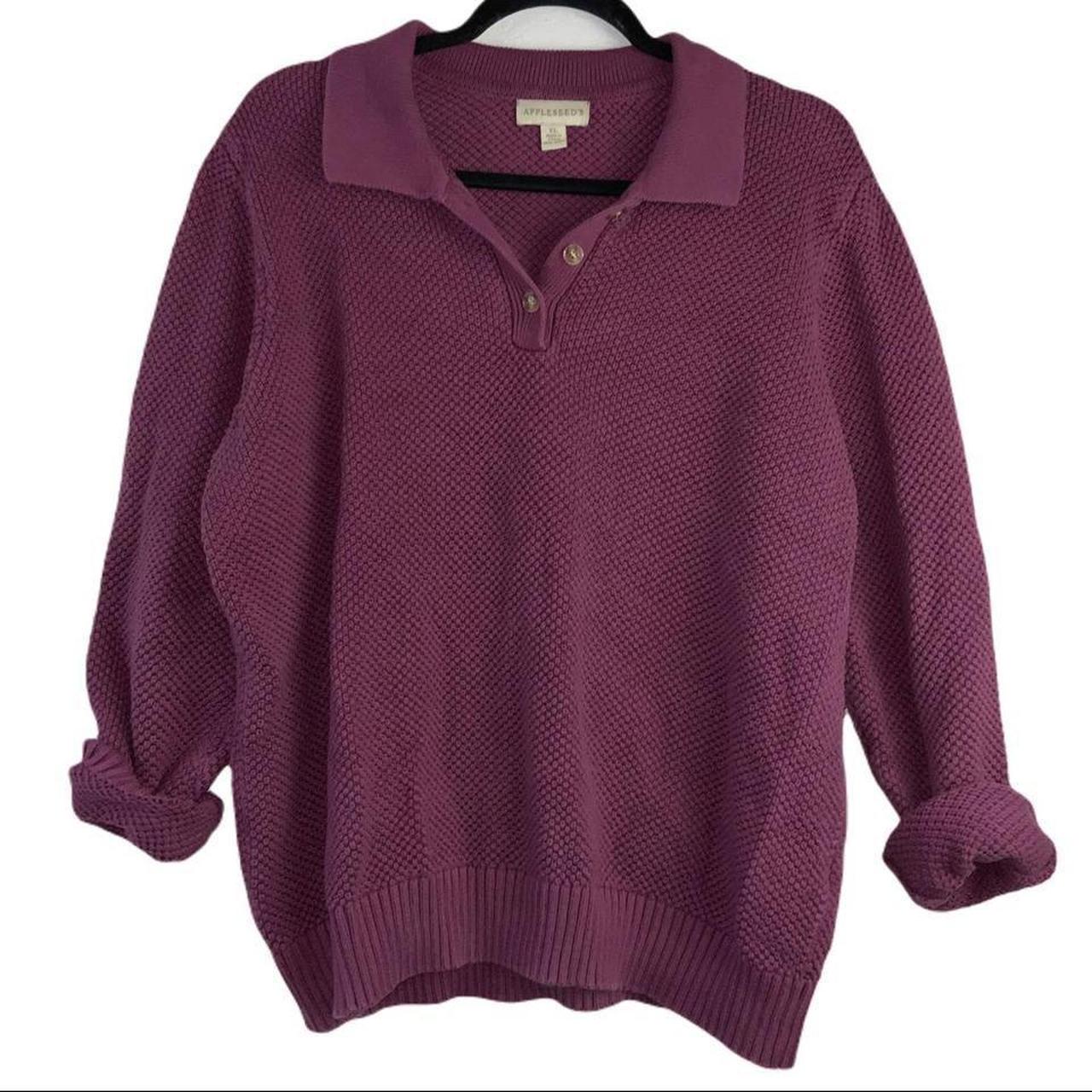 Vintage boxy, heavyweight, textured knit, collared... | Depop