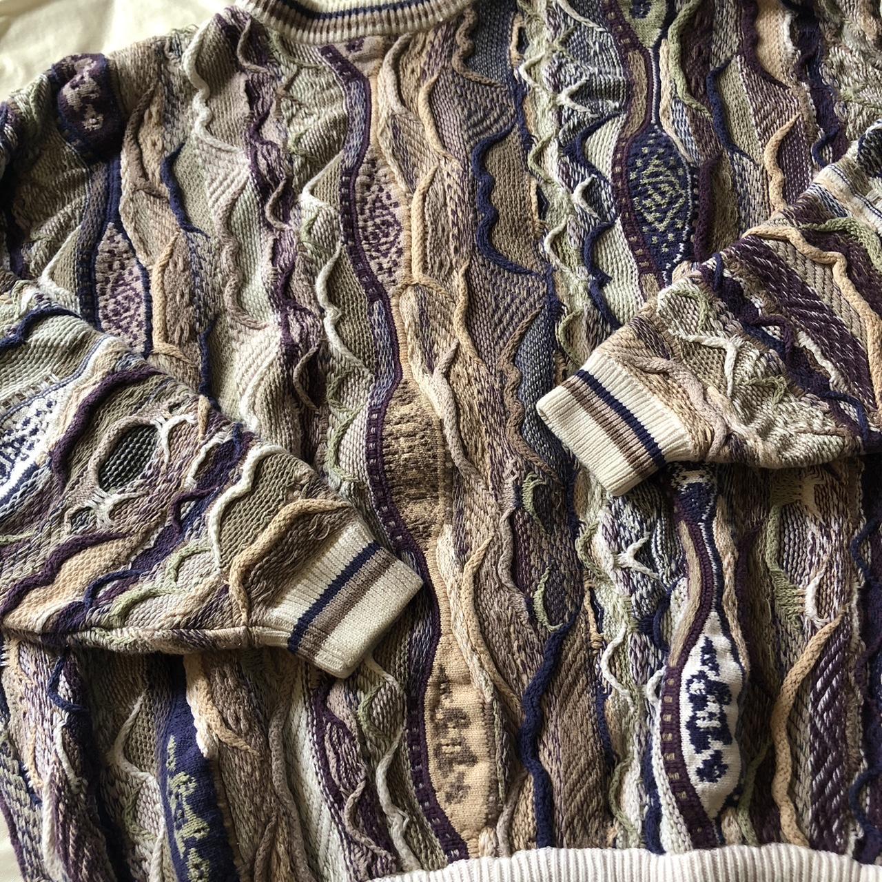 Coogi Men's Pink and Tan Jumper | Depop