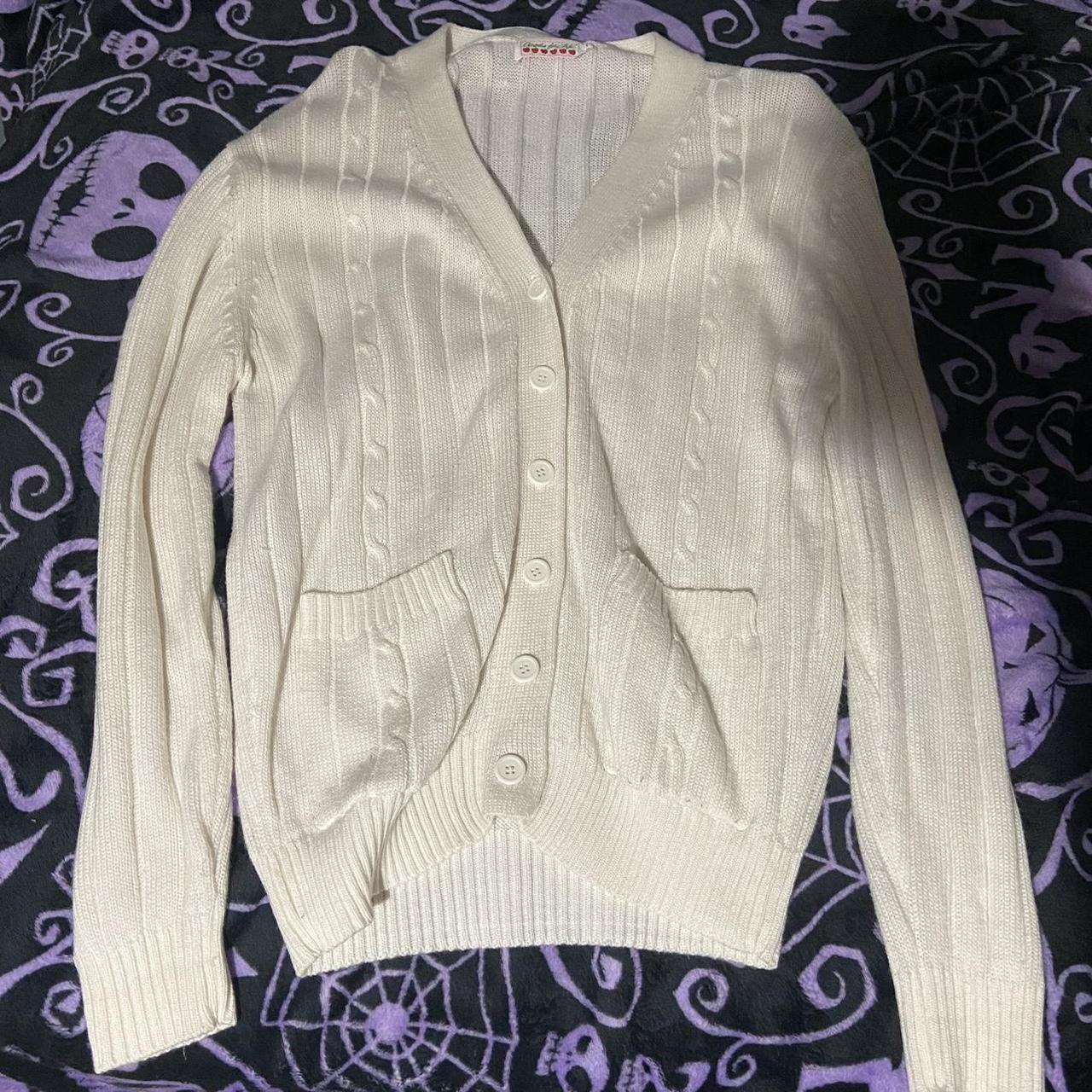 Coquette, shoujo girl cream colored cardigan Super... - Depop