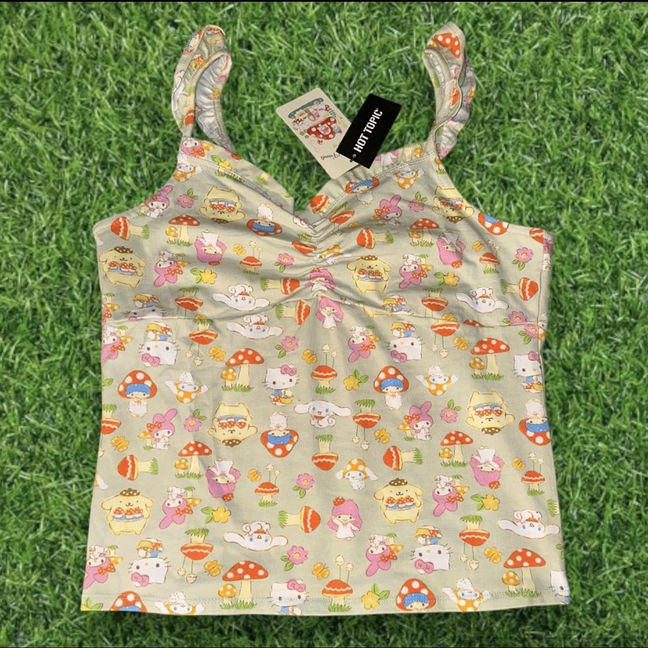 Hello Kitty and mushrooms top size:... - Depop