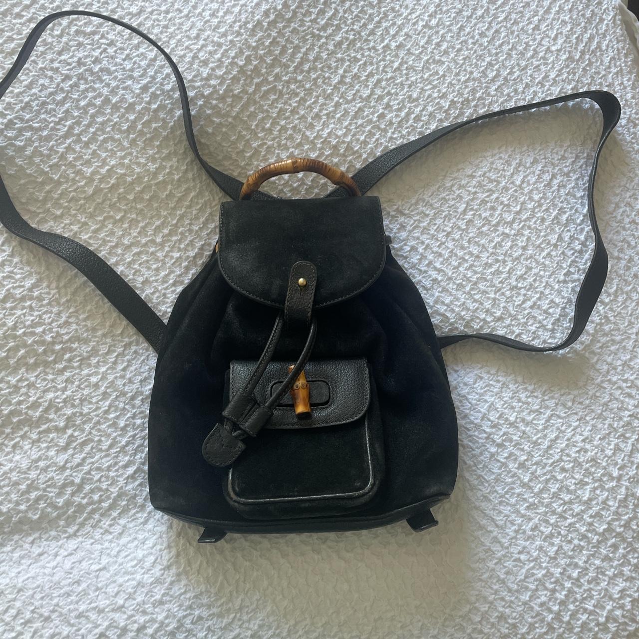 Vintage Gucci suede bamboo mini backpack - Depop