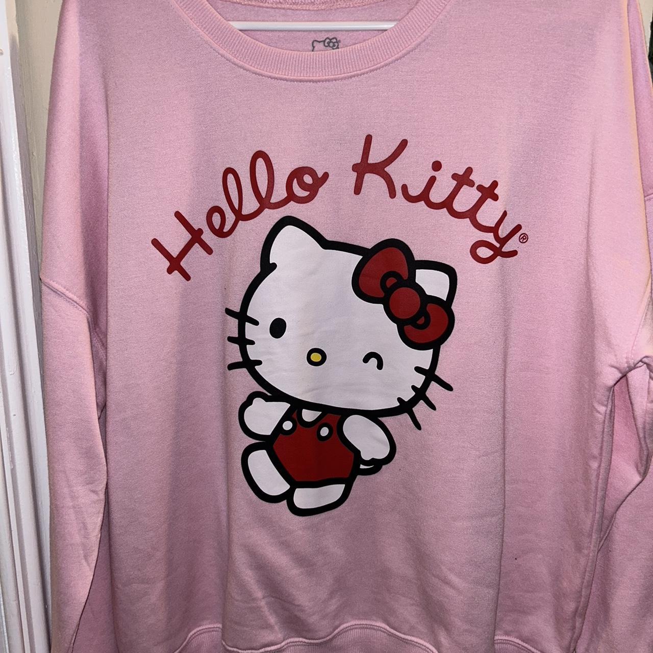 pink hello kitty sweatshirt, very soft, worn once or... - Depop