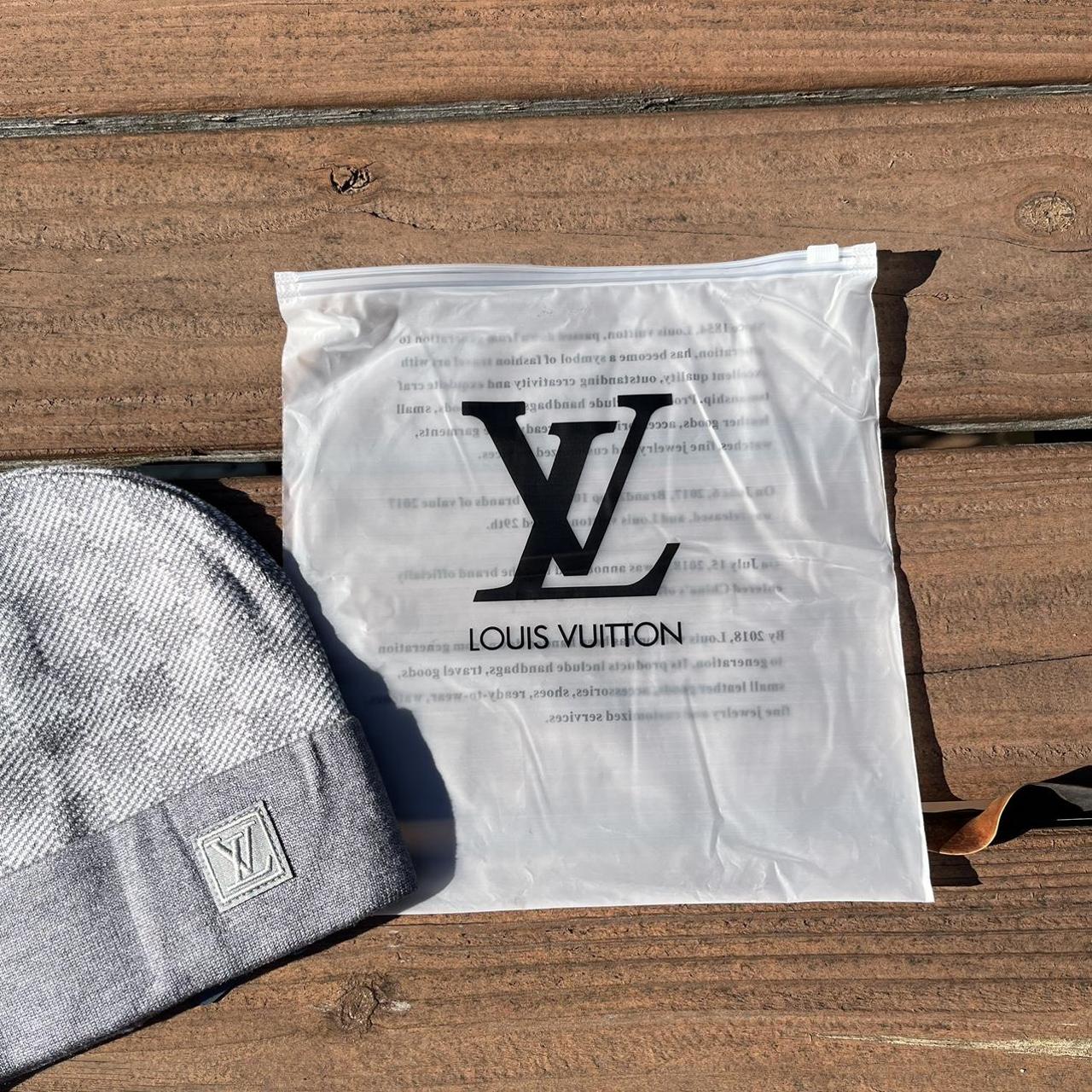 Louis Vuitton Beanie Grey Wool Gray LV Monogram... - Depop