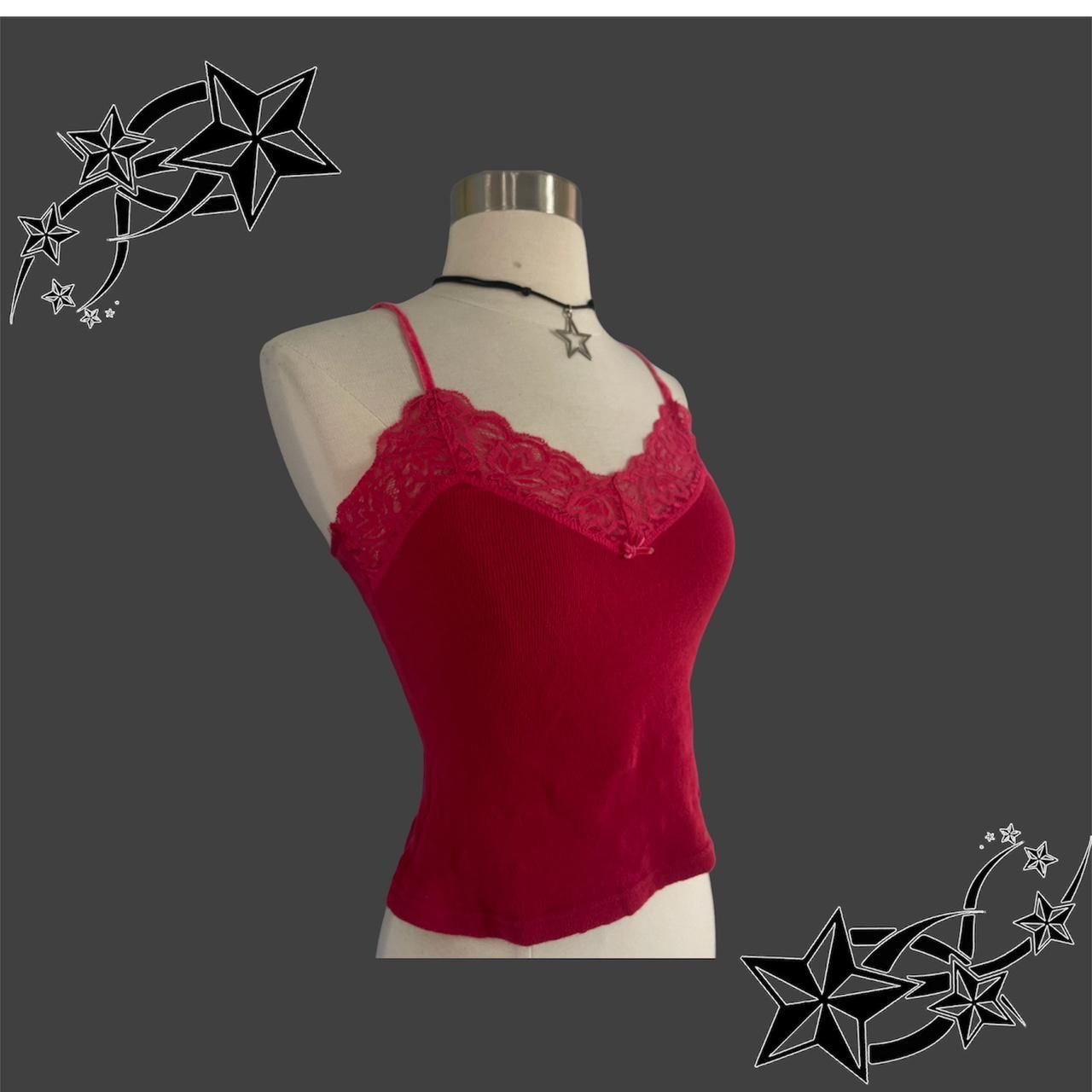 Cute Red Lace Cami Top No Flaws With Depop