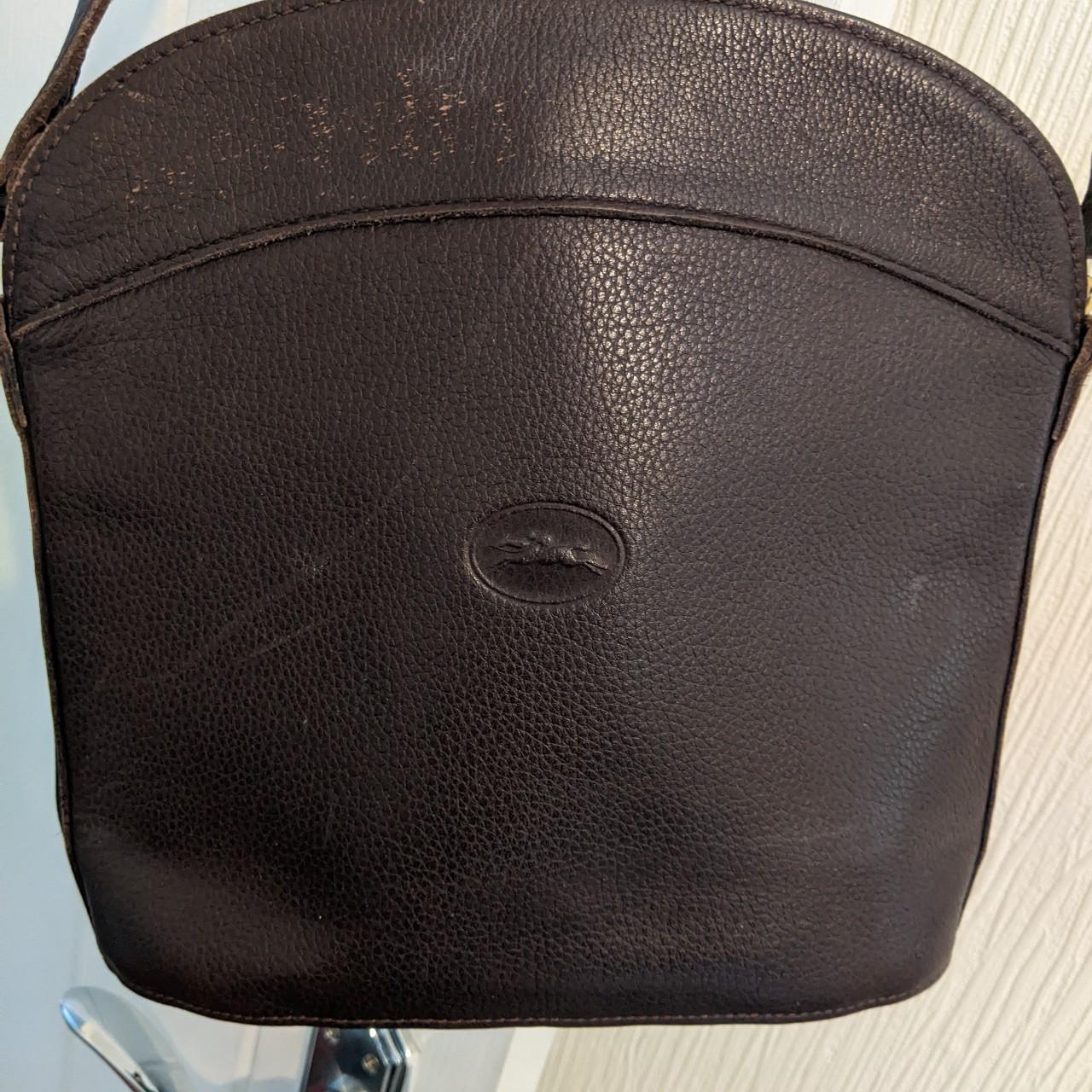 Longchamp dark brown handbag with long strap Some... - Depop