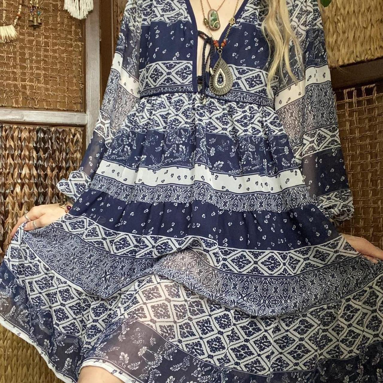 Blue gypsy style rebellion dress, size M 🍄🧚🏼 New... - Depop