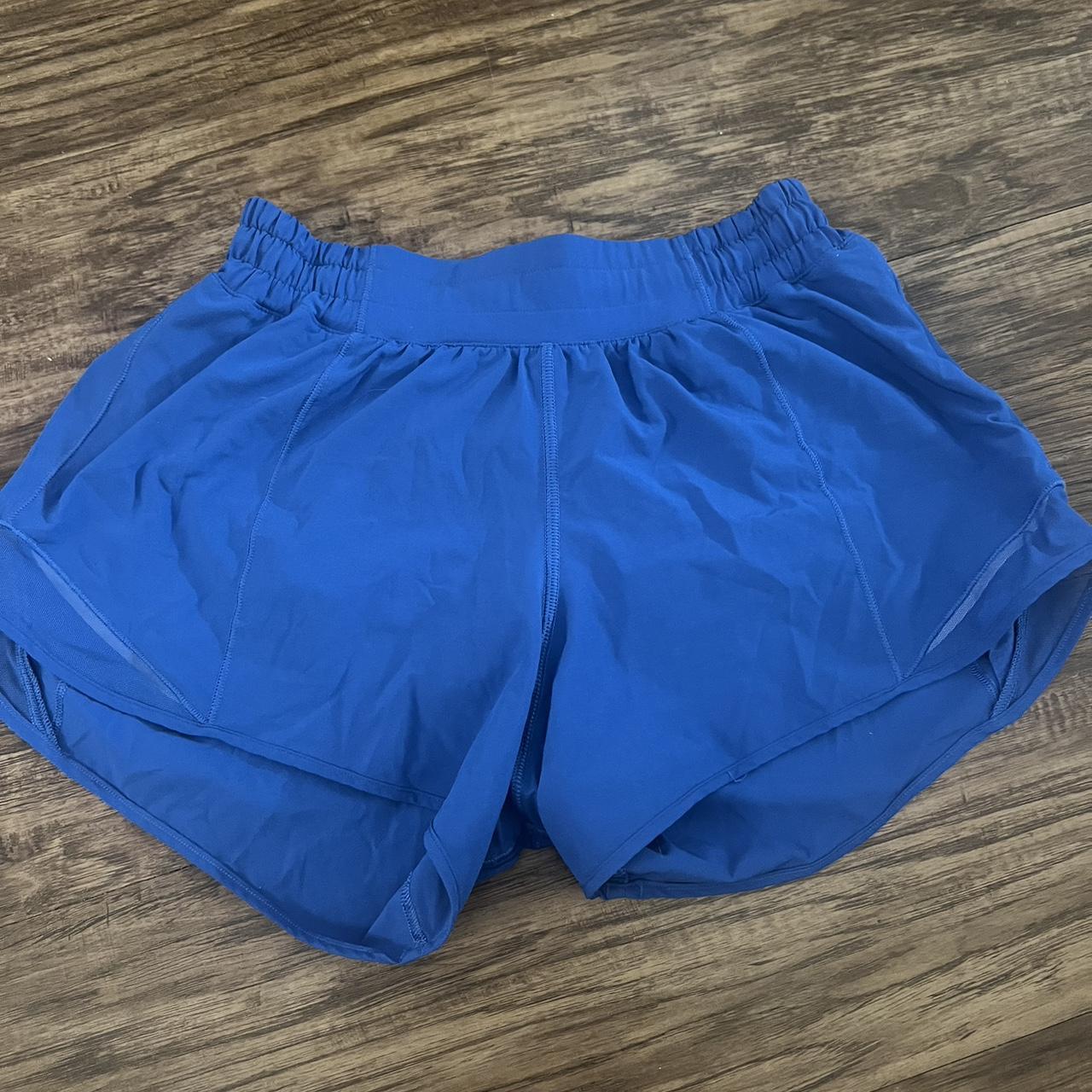 Blue Lululemon shorts size 6 tall barley worn, no... - Depop