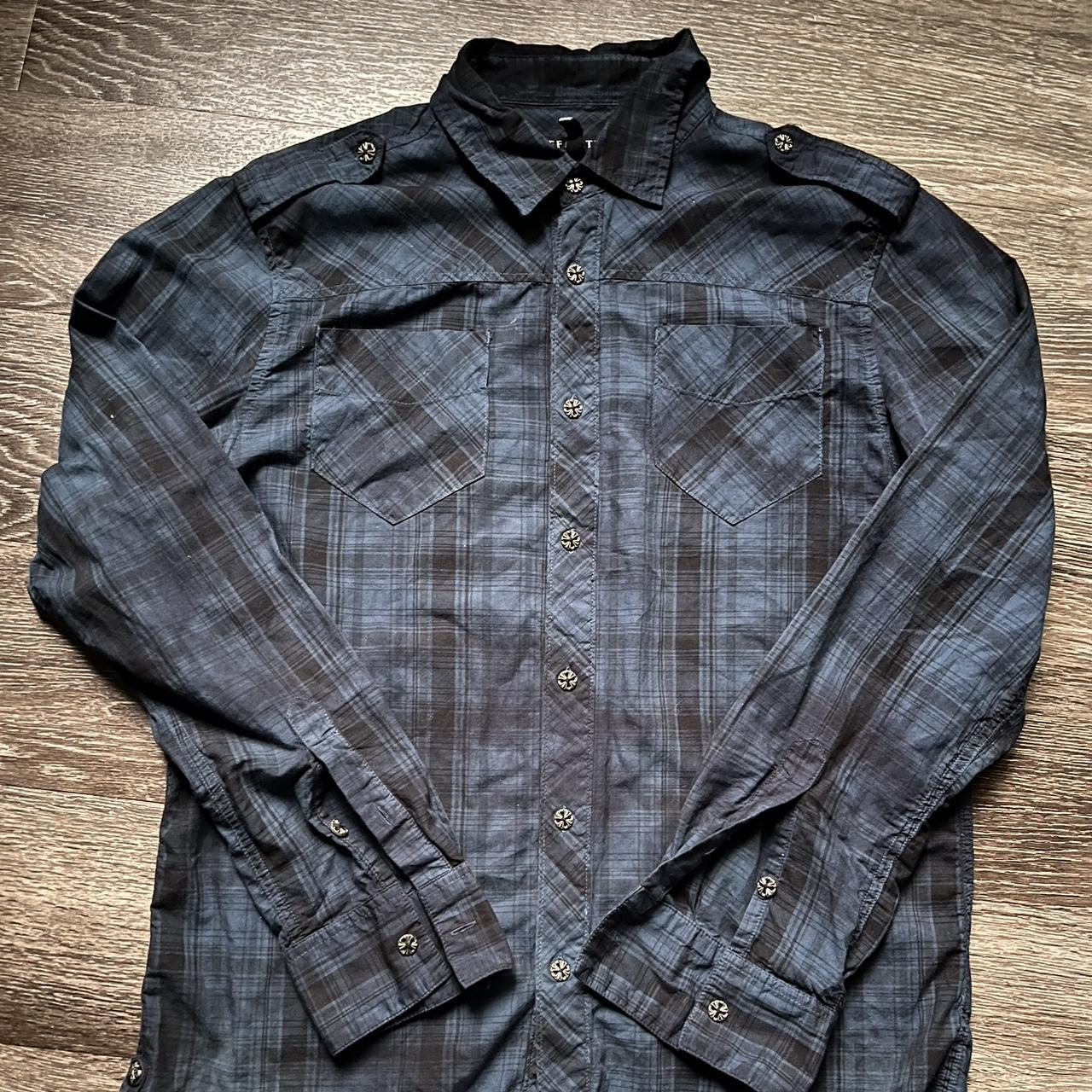 affliction flannel dress shirt button up tag has... - Depop