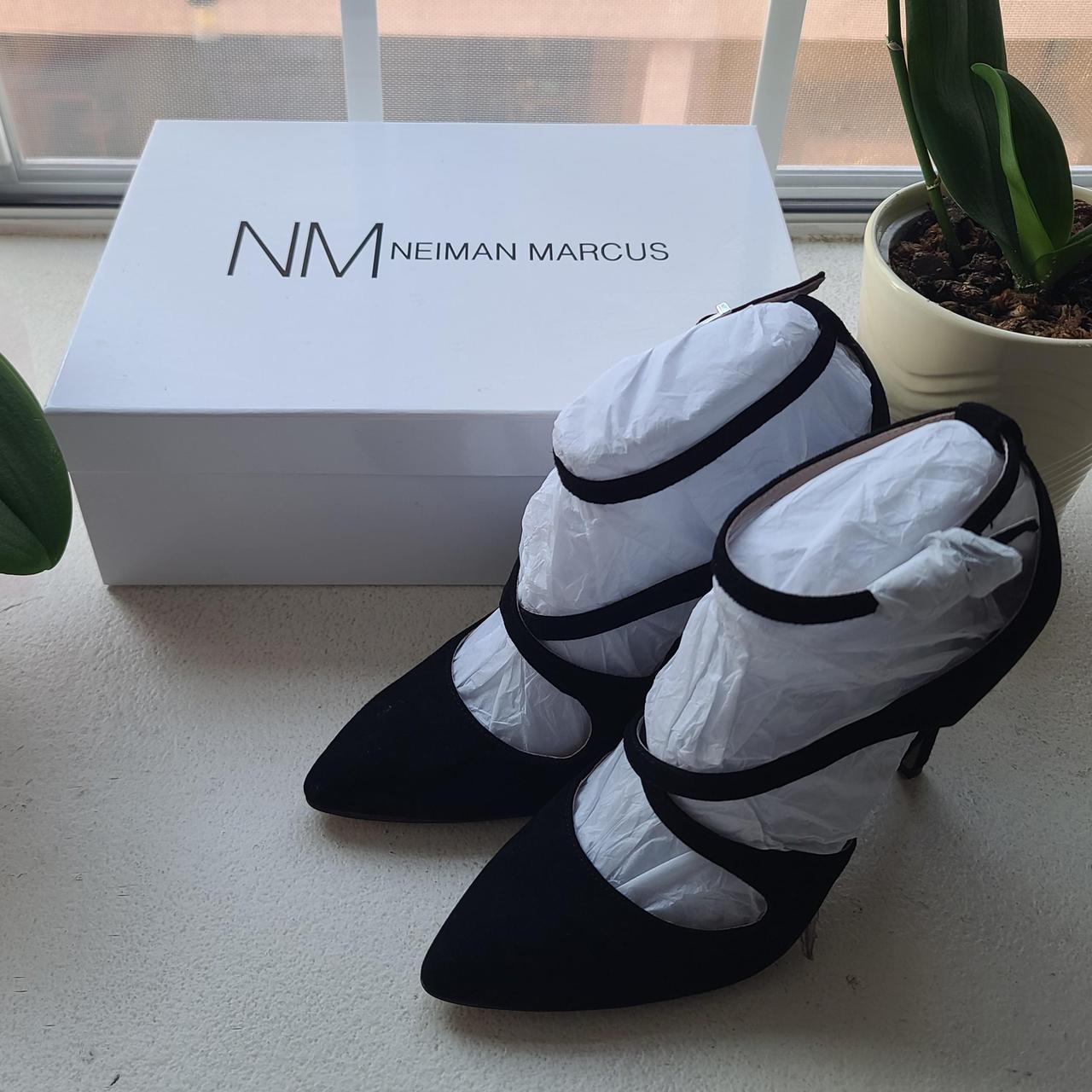Neiman Marcus Buckle Up Black High Heels Criss-Cross... - Depop