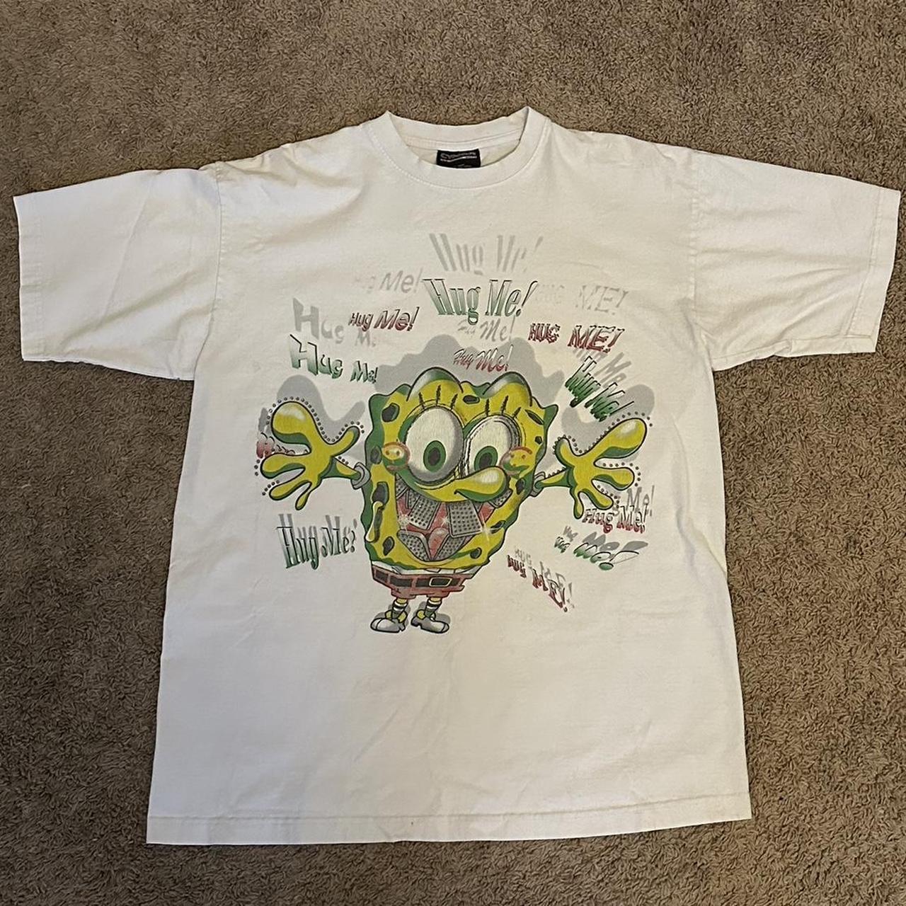 Y2K Spongebob Hug Me baggy skater grunge tee - Depop