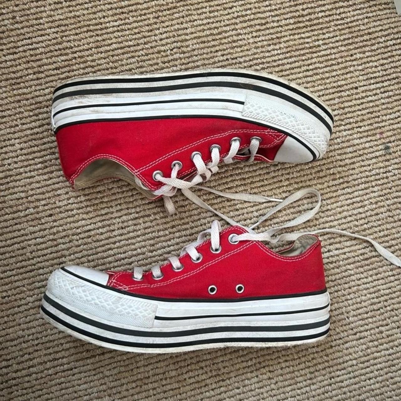 Platform Lowtop Red Chuck Taylor Converse. Worn but... - Depop