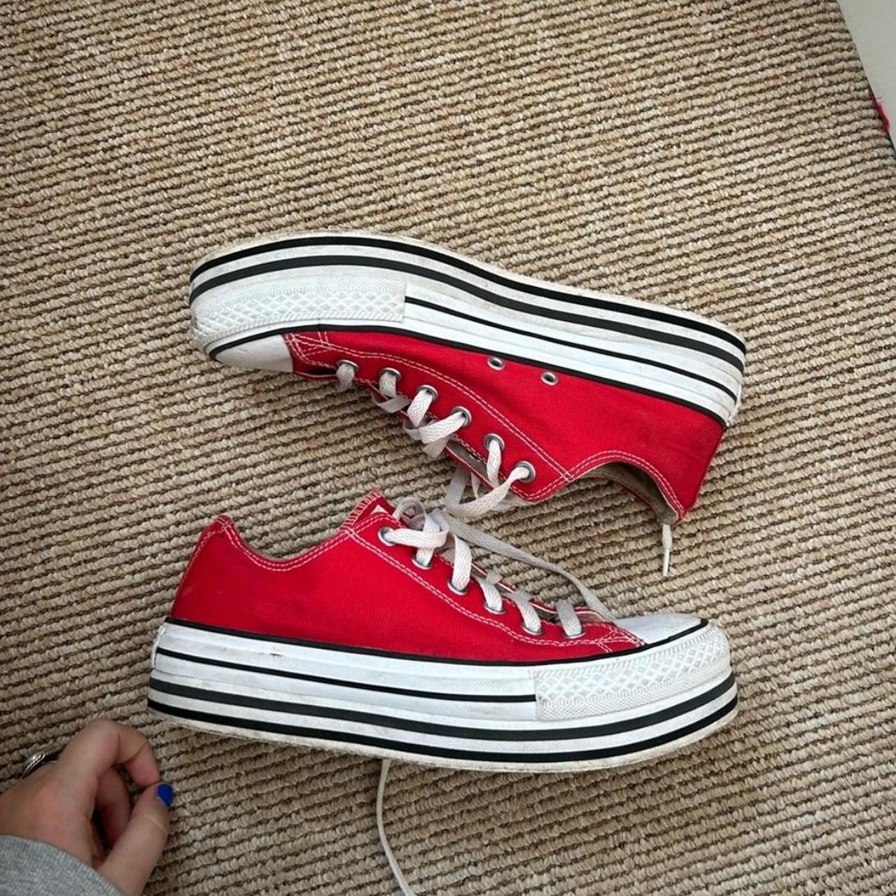 Platform Lowtop Red Chuck Taylor Converse. Worn but... - Depop