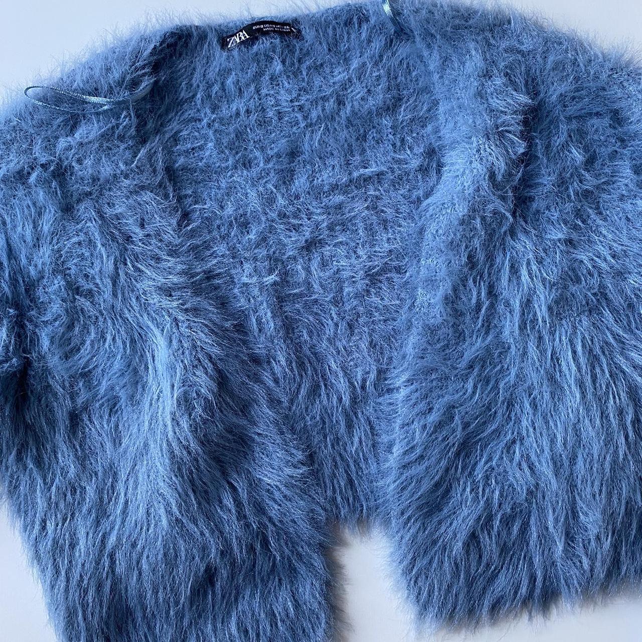 Blue fuzzy cropped cardigan 💙 🌧️ - Depop