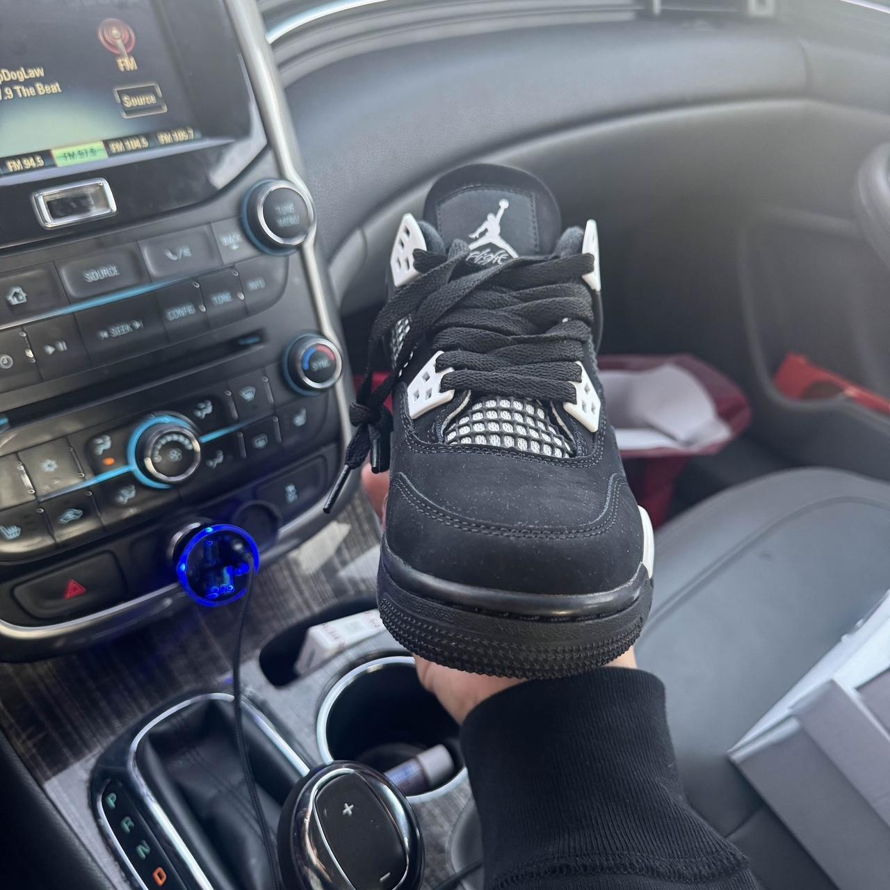 White Thunder Jordan Fours - Depop