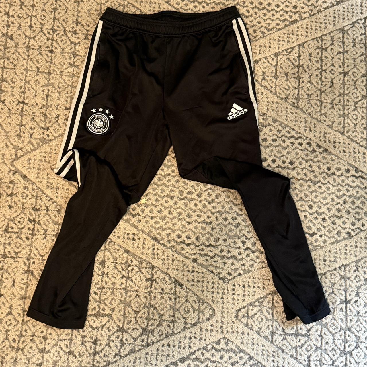 Black and white Adidas Germany training pants ... | Depop