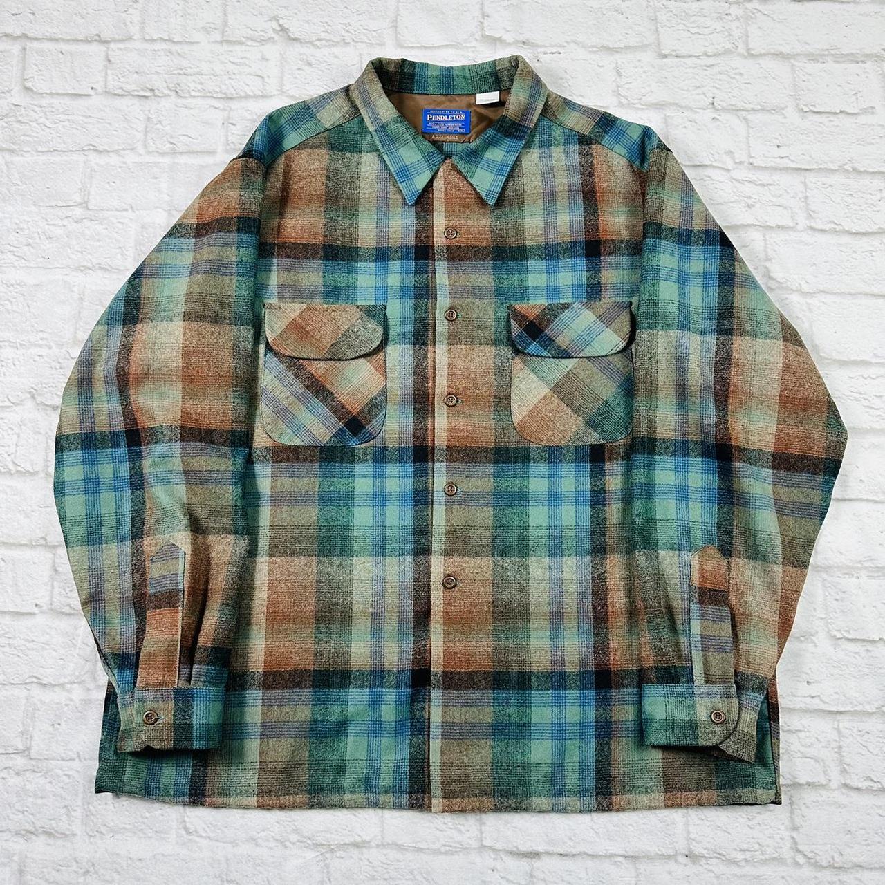 Pendleton Men's Brown and Green Shirt | Depop