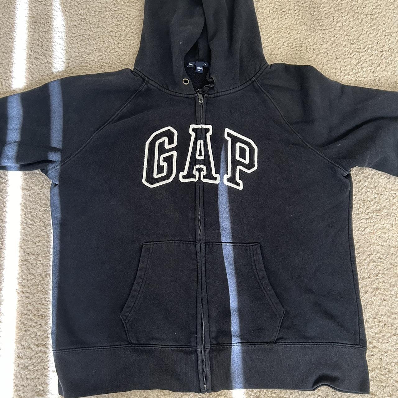 Black GAP Zip Up Hoodie Kids XL | Depop