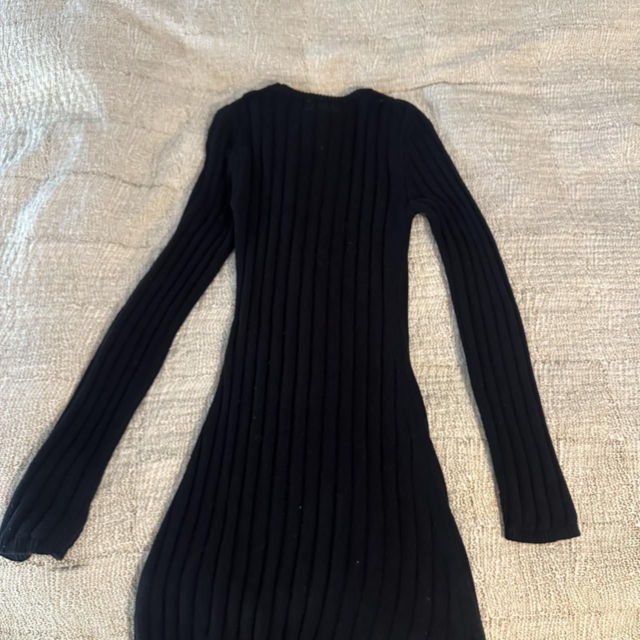 Diish Black ribbed knit dress with long sleeves... | Depop