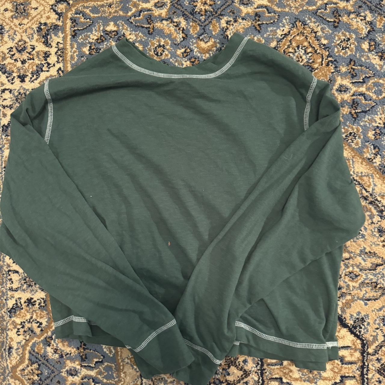 Green long sleeve crop top that’s perfect for fall!... - Depop