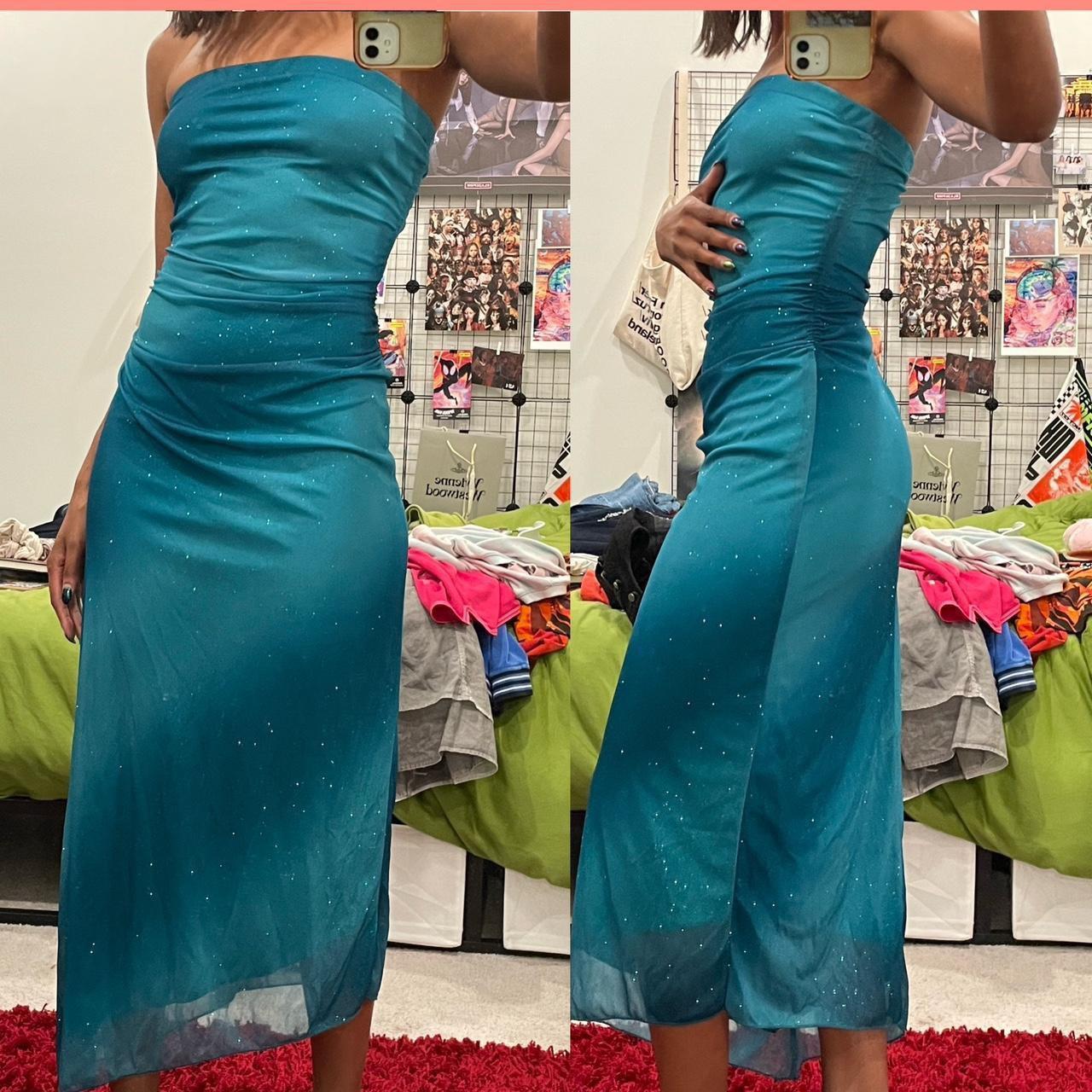 Y2k mermaidcore sparkly strapless dress price... - Depop