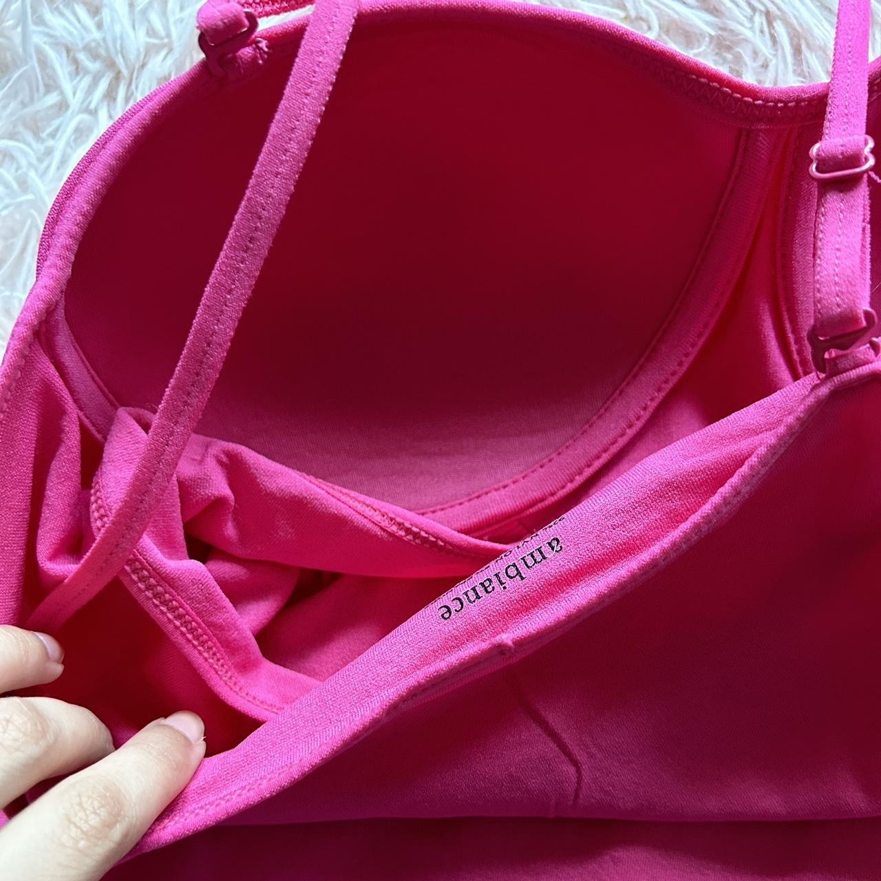 y2k hot pink cami top with adjustable straps & built... - Depop