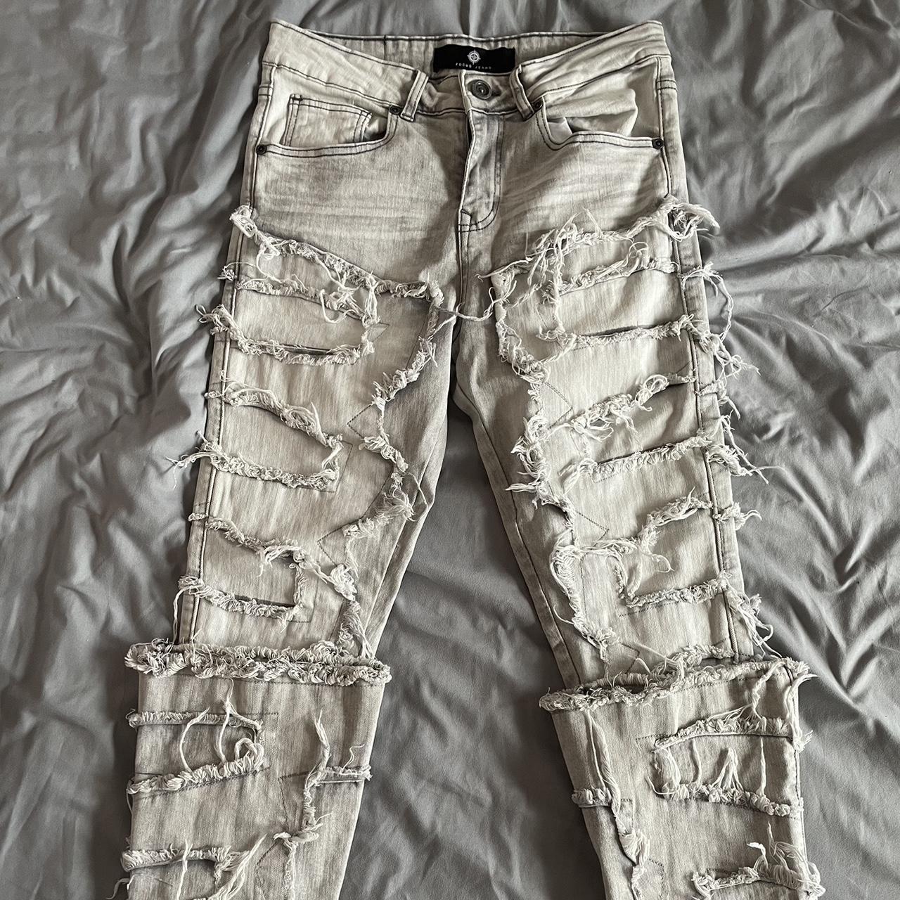 Grey Stacked Jeans Women's Size: 29 Condition: 9/10 - Depop