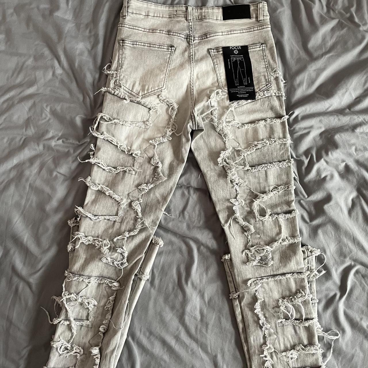 Grey Stacked Jeans Women's Size: 29 Condition: 9/10 - Depop