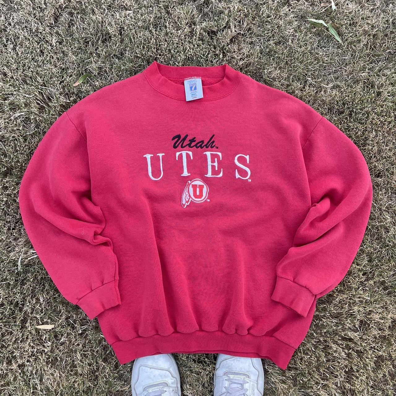 Vintage 90s Utah University Utes Sweatshirt dm... - Depop