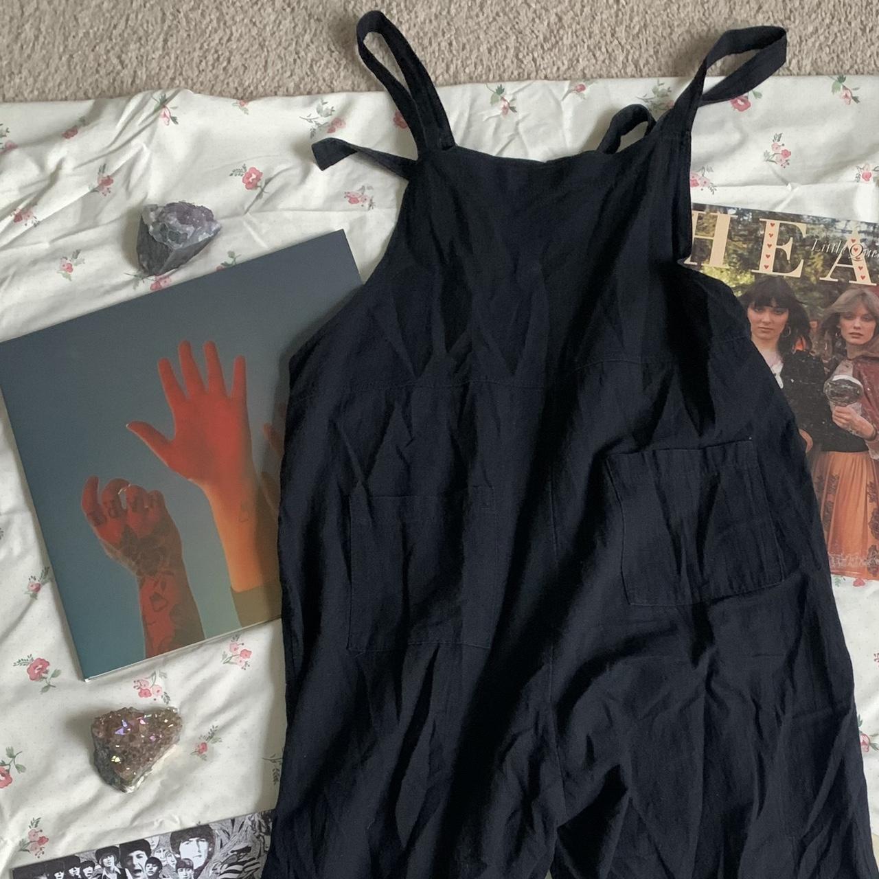 oversized black overalls soft hippie; indie;... - Depop