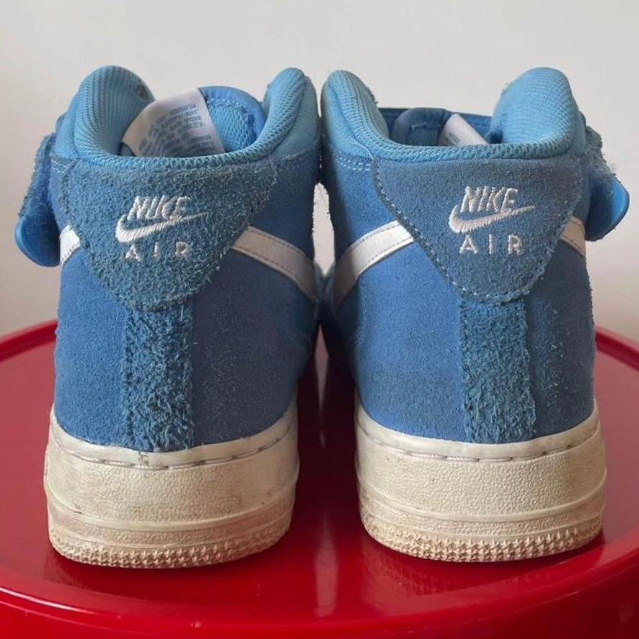 sky blue suede and canvas nike dunks in good nick, a... - Depop