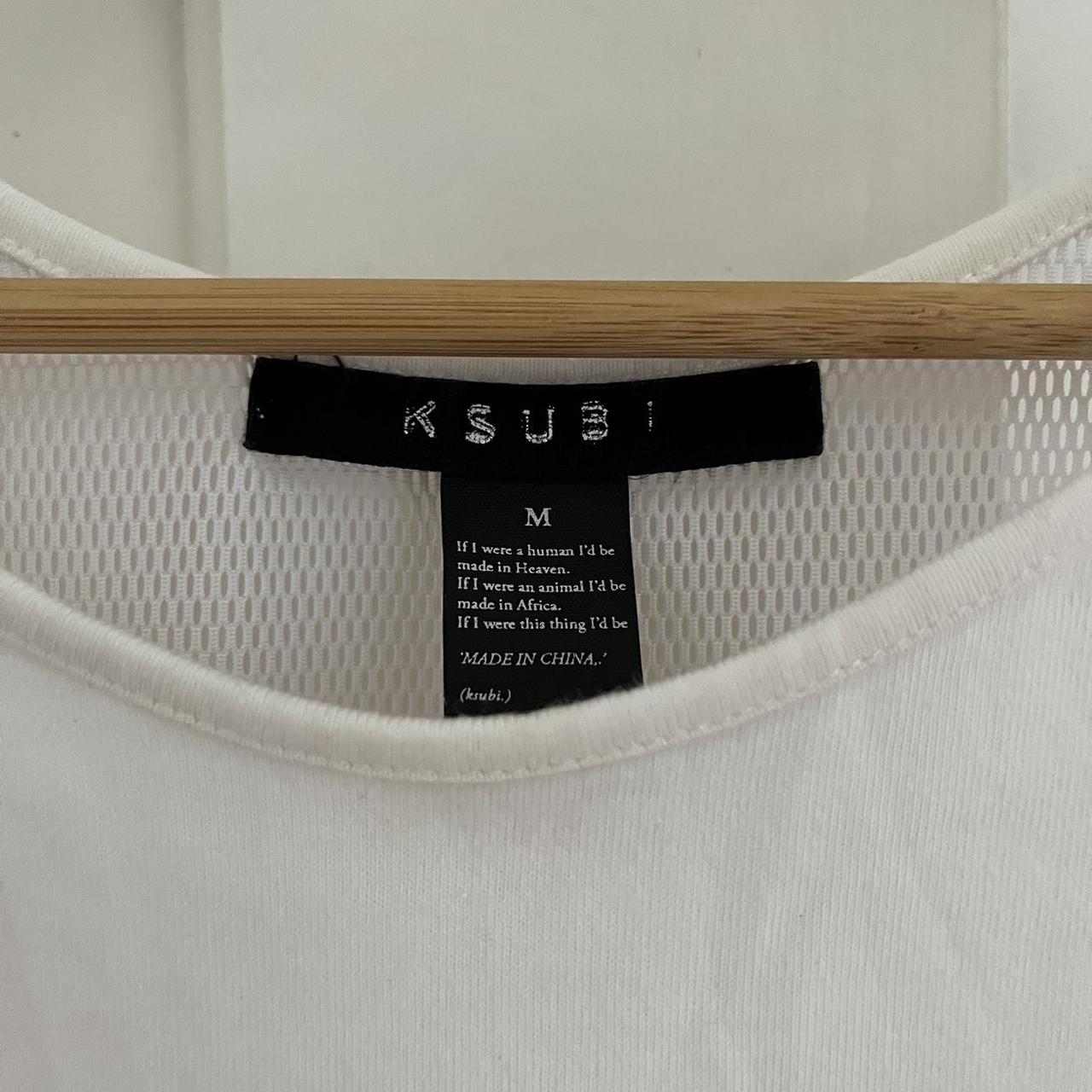 Ksubi white tank with mesh back, twisted straps and... - Depop