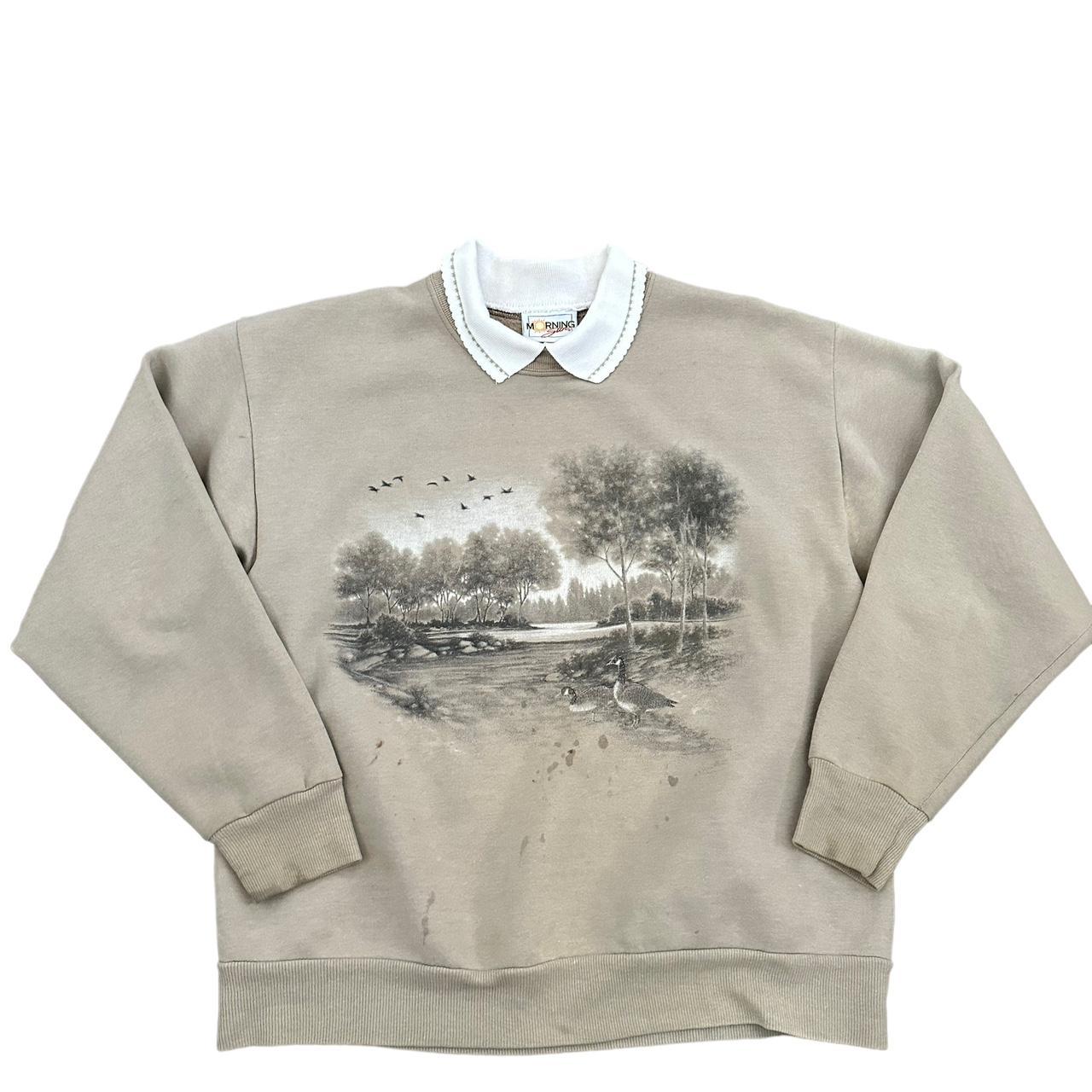 Vintage Morning Sun Women’s Collar Sweatshirt... - Depop