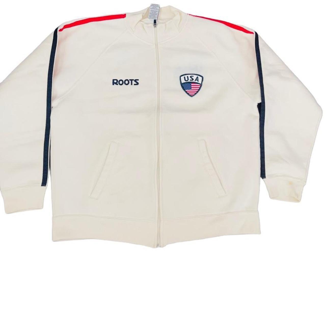 Roots Men's White and Red Jacket | Depop