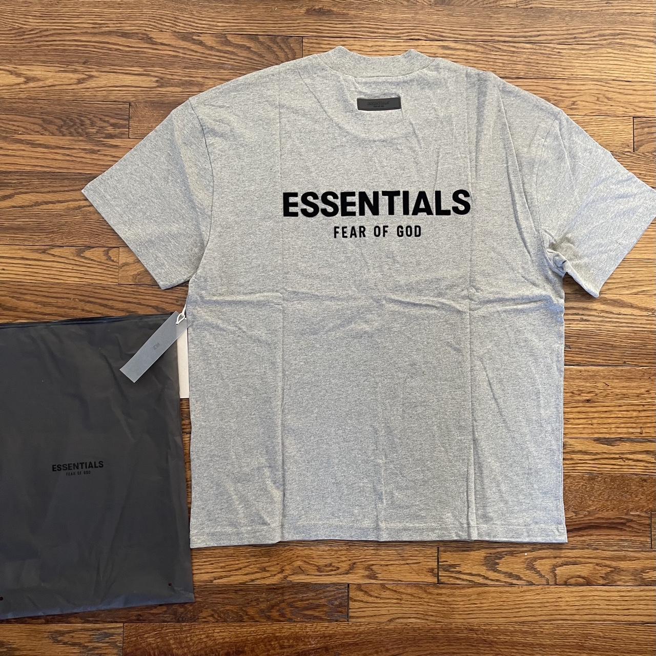 Grey Essentials Fear of God streetwear t-shirt - Depop